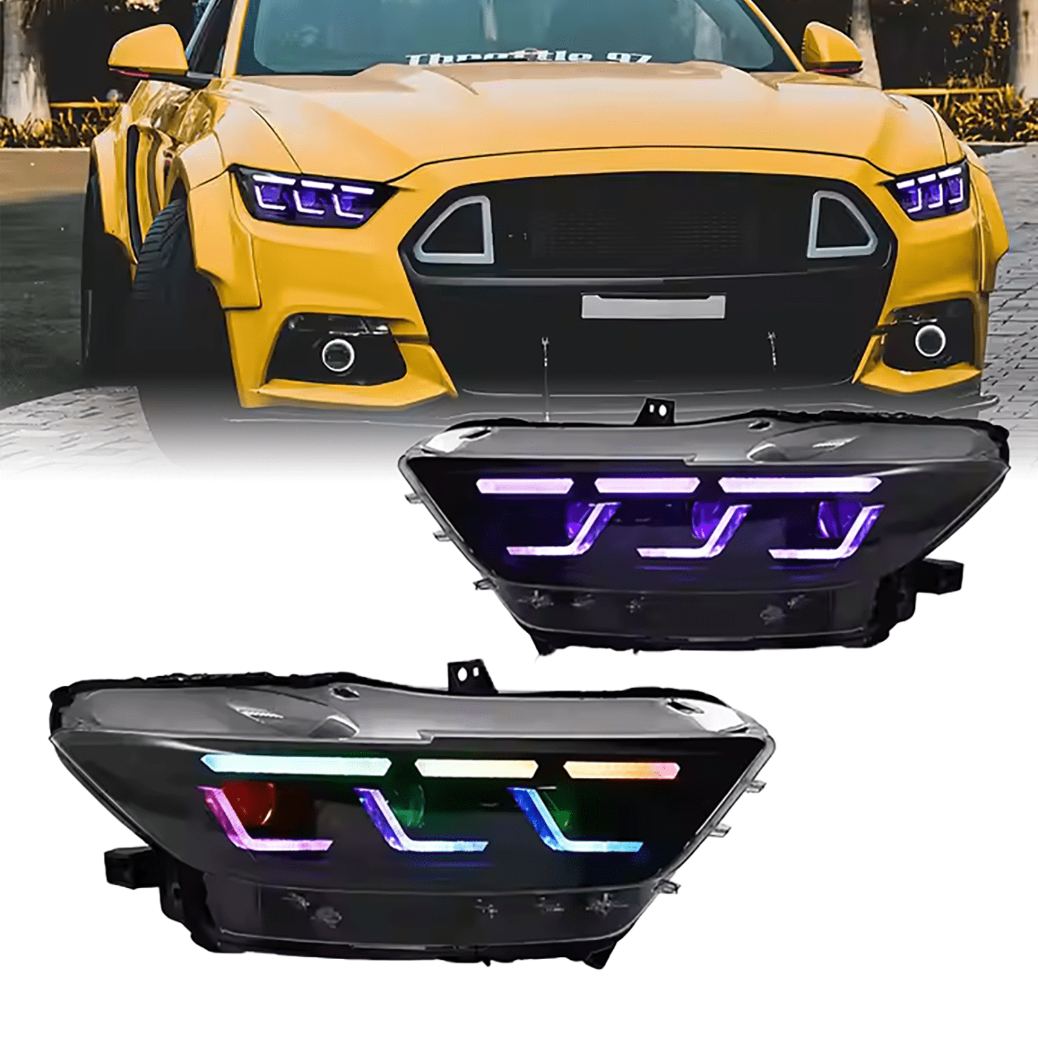 Wholesale RGB Headlight for Ford Mustang 2015-2017 Projector Front Lamp ...