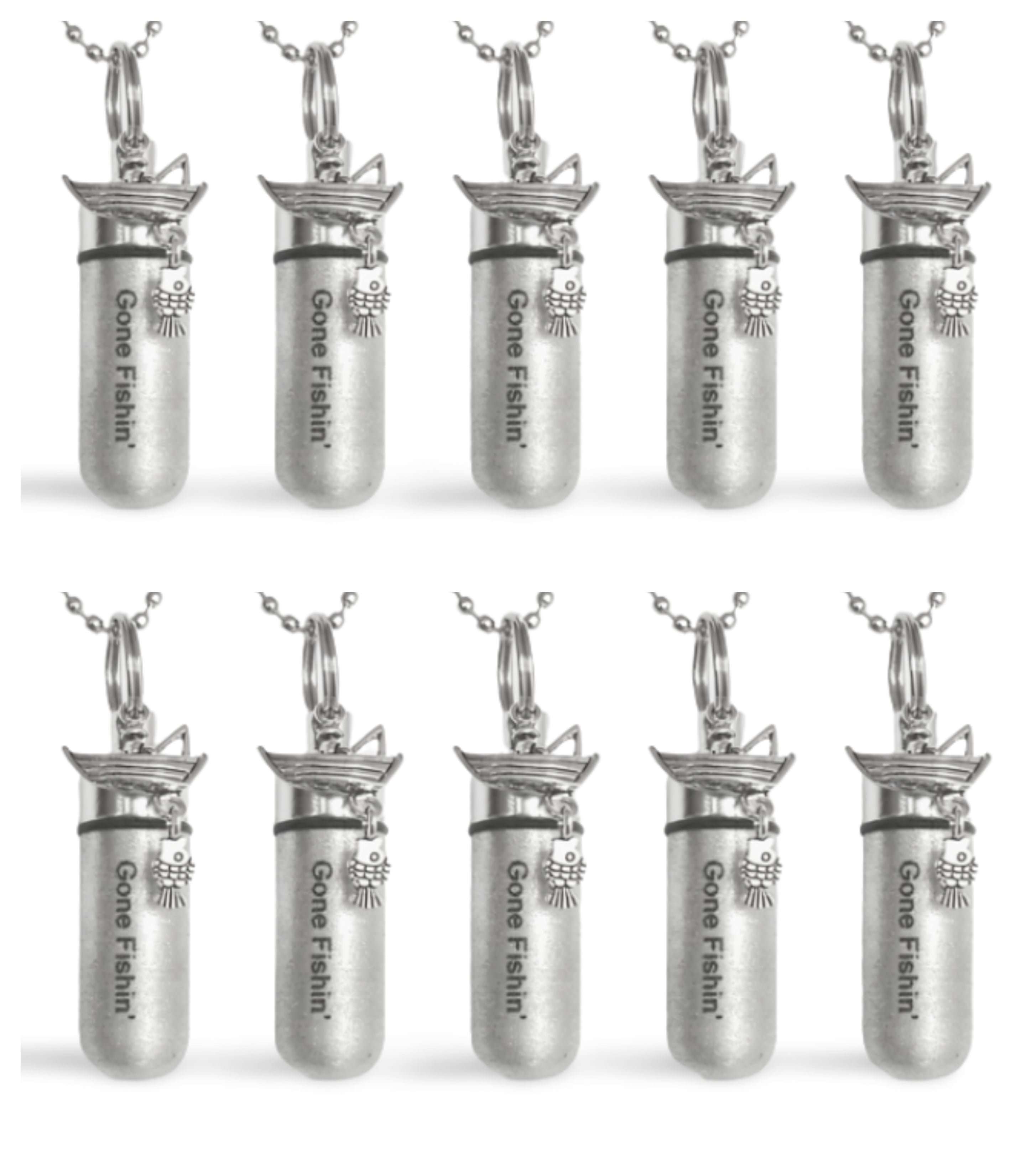 Wholesale Set of TEN ENGRAVED Gone Fishin' Brushed Silver Fisherman in ...