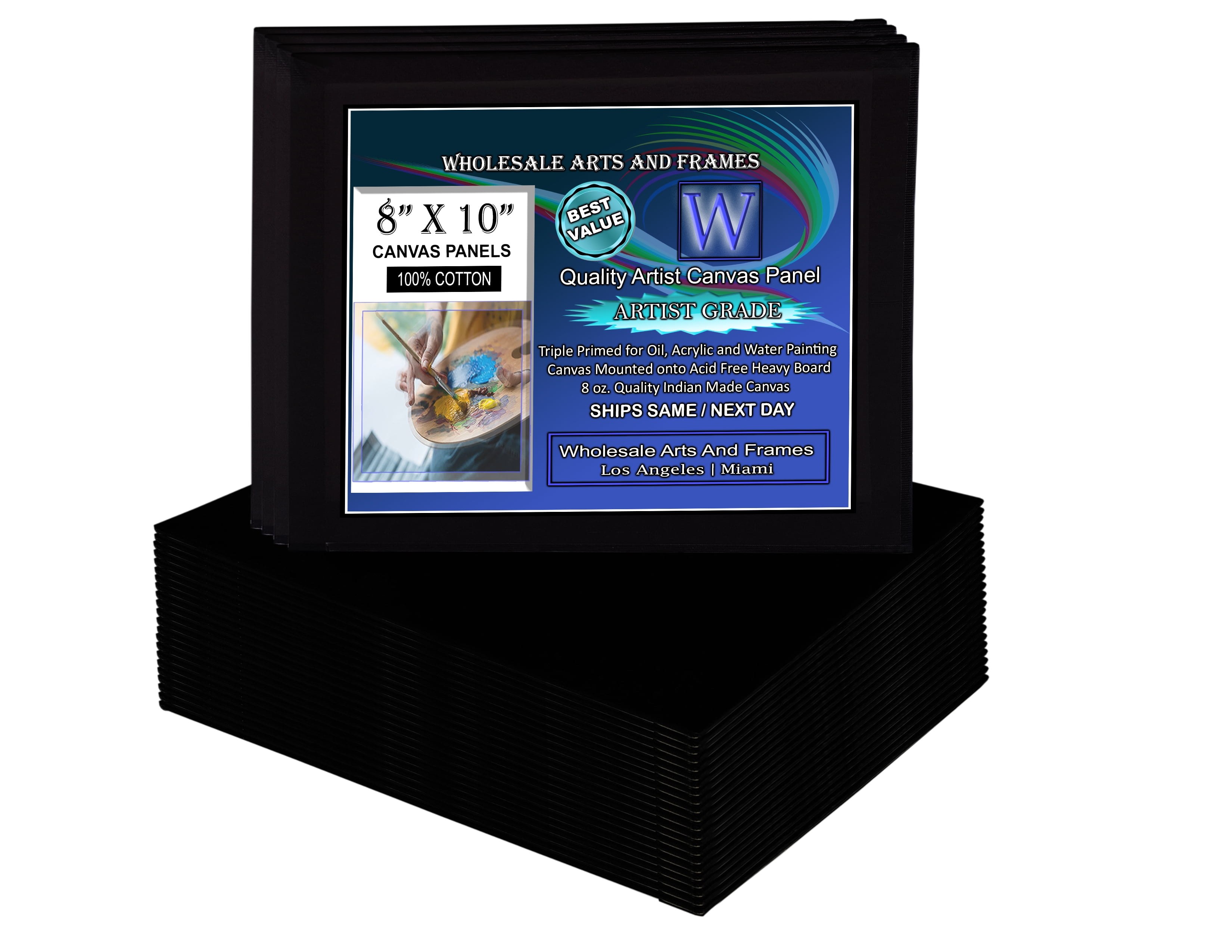 WholesaleArtsFrames-com 8x10 Black Canvas Panels Professional Artist ...