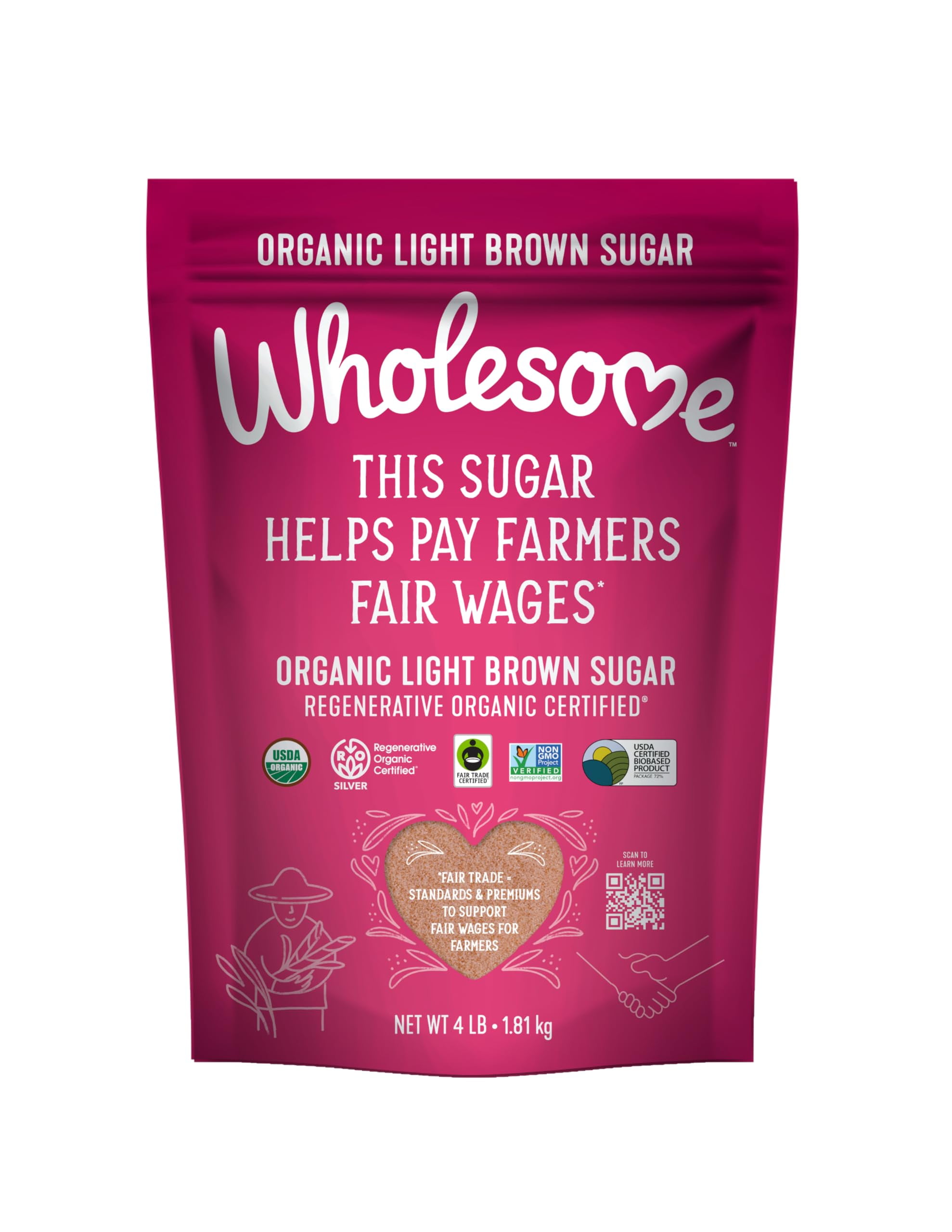 Wholesome Sweeteners 4-Pound, TWE5 64 Ounce, Organic Light Brown Sugar ...