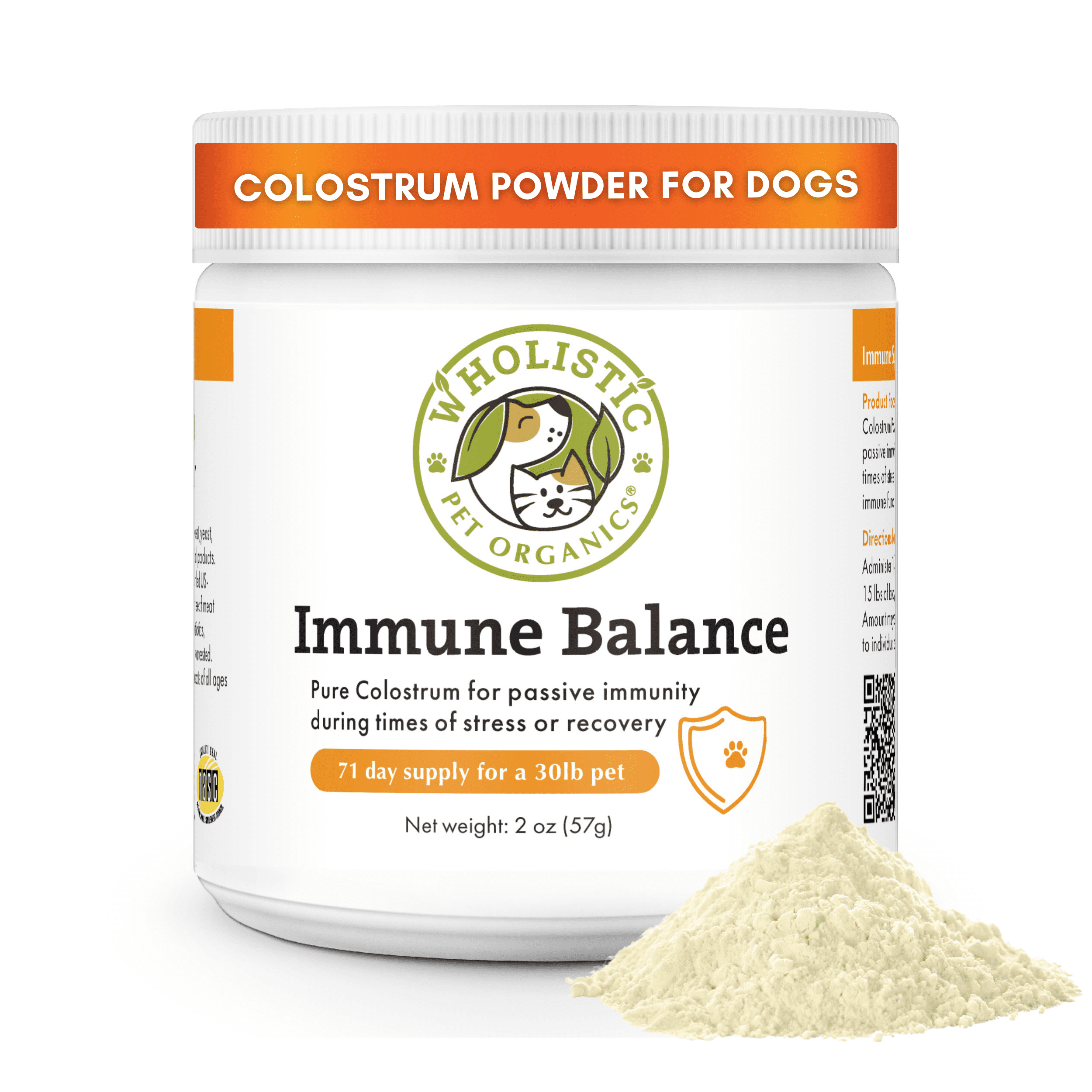 Wholistic Pet Organics Colostrum Powder Immune Support Dog Supplement ...