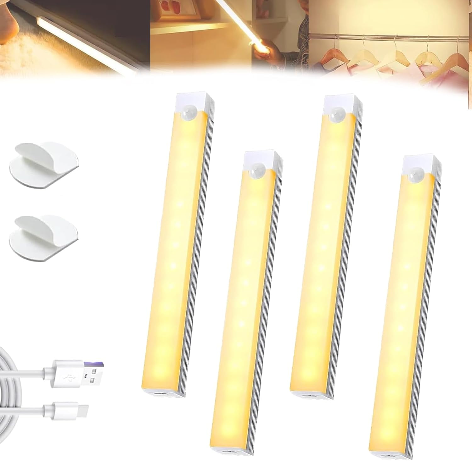 Whollyas Light - 3-Color Dimmable Motion Sensor Cabinet Light, Magnetic ...