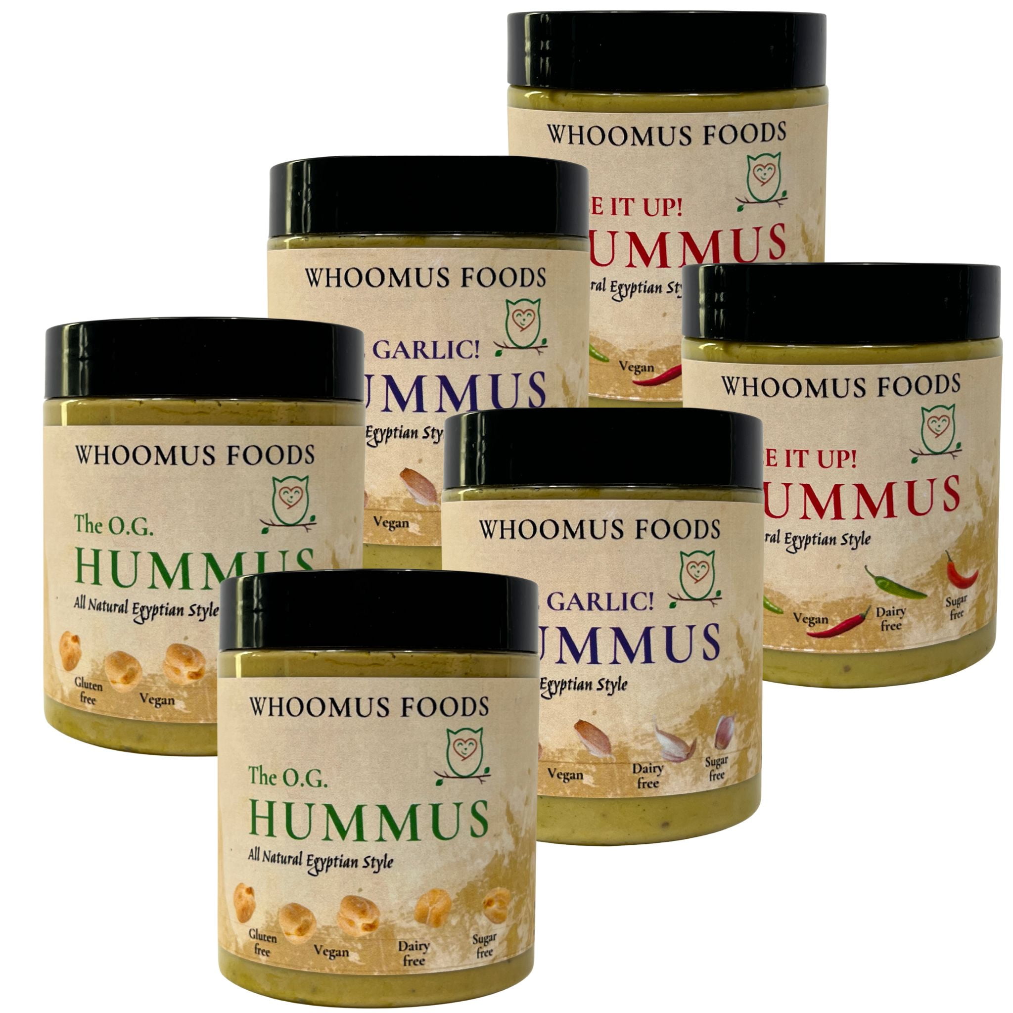 Whoomus All Natural Hummus - Variety Pack, Gourmet Flavors (Original ...
