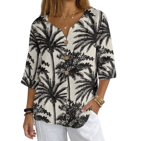 Whosucclay 3 Button Front Women's Shirt for Spring Vacation, Casual ...