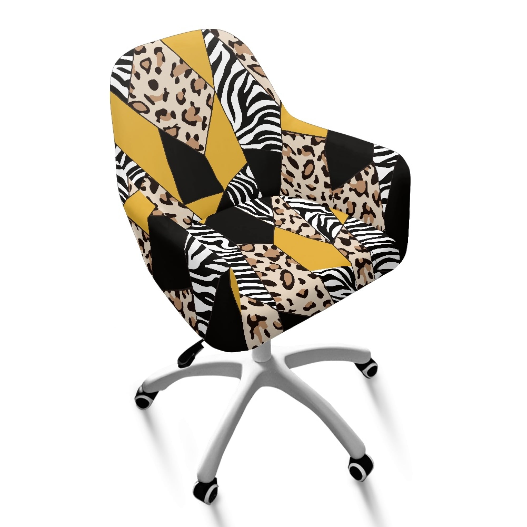 Whosucclay Abstract Leopard Zebra Stripe Print Curved Back Chair ...