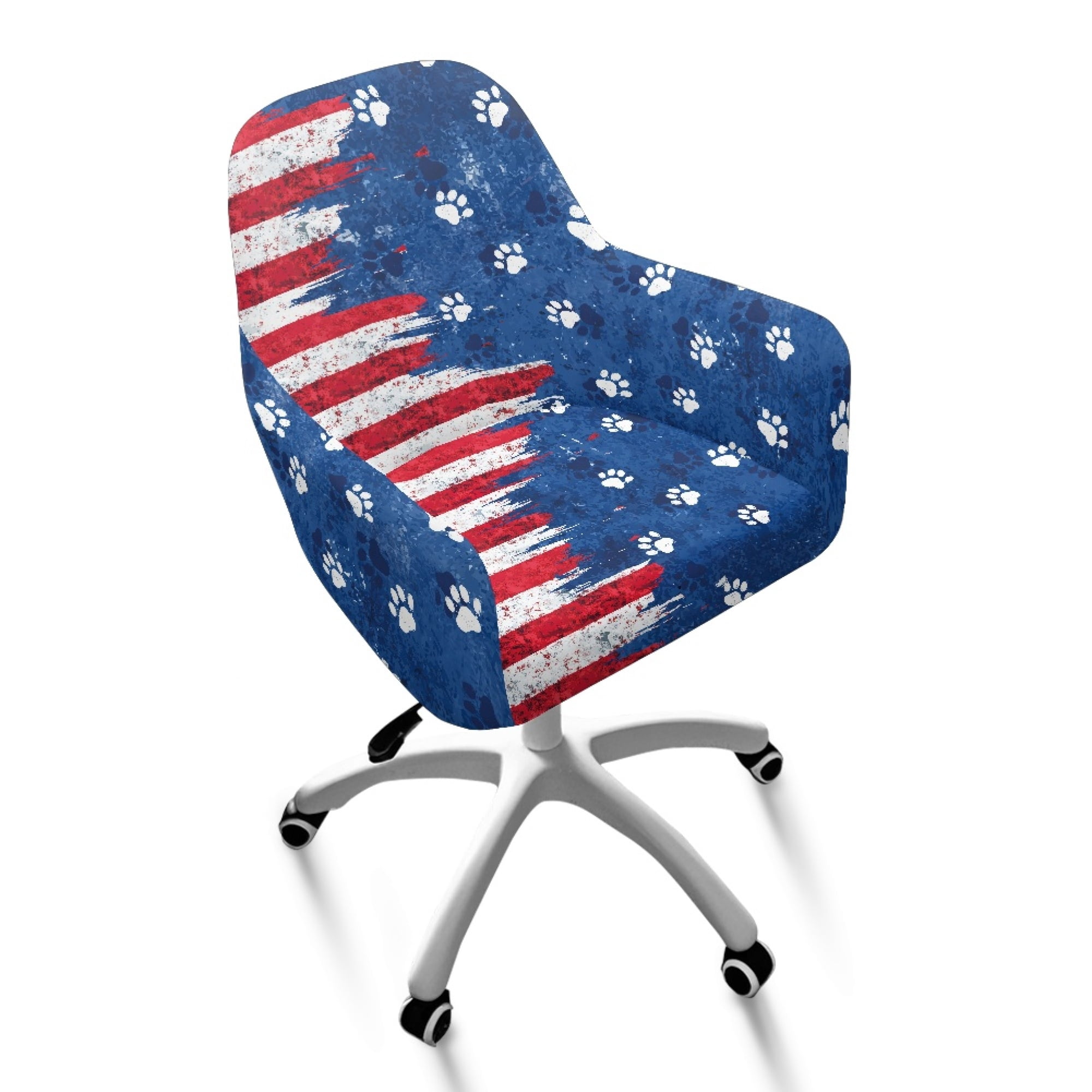Whosucclay American Flag Dog Paw Print Curved Back Dining Chair Covers ...