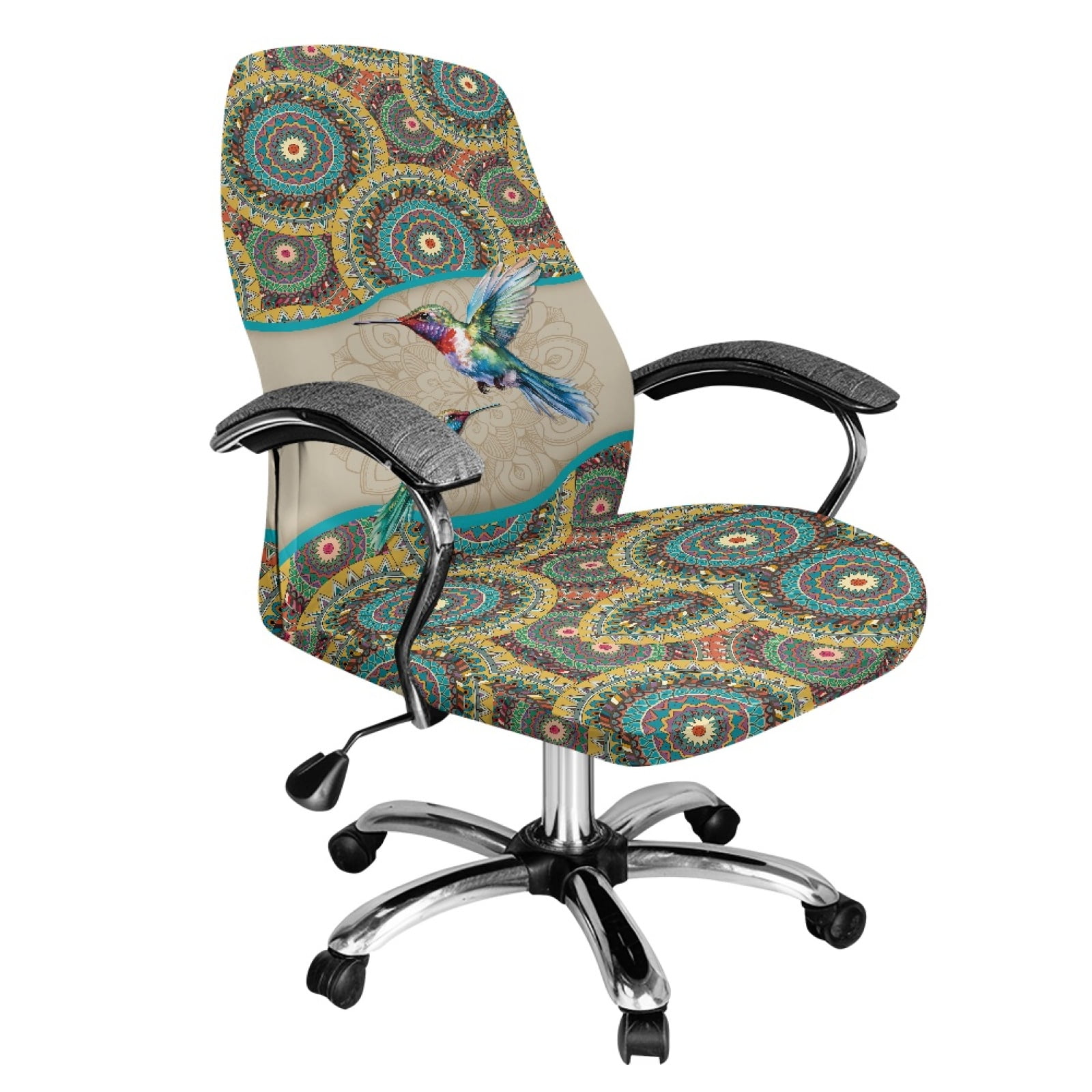 Whosucclay Boho Mandala Hummingbird Pattern Office Chair Cover, Water ...