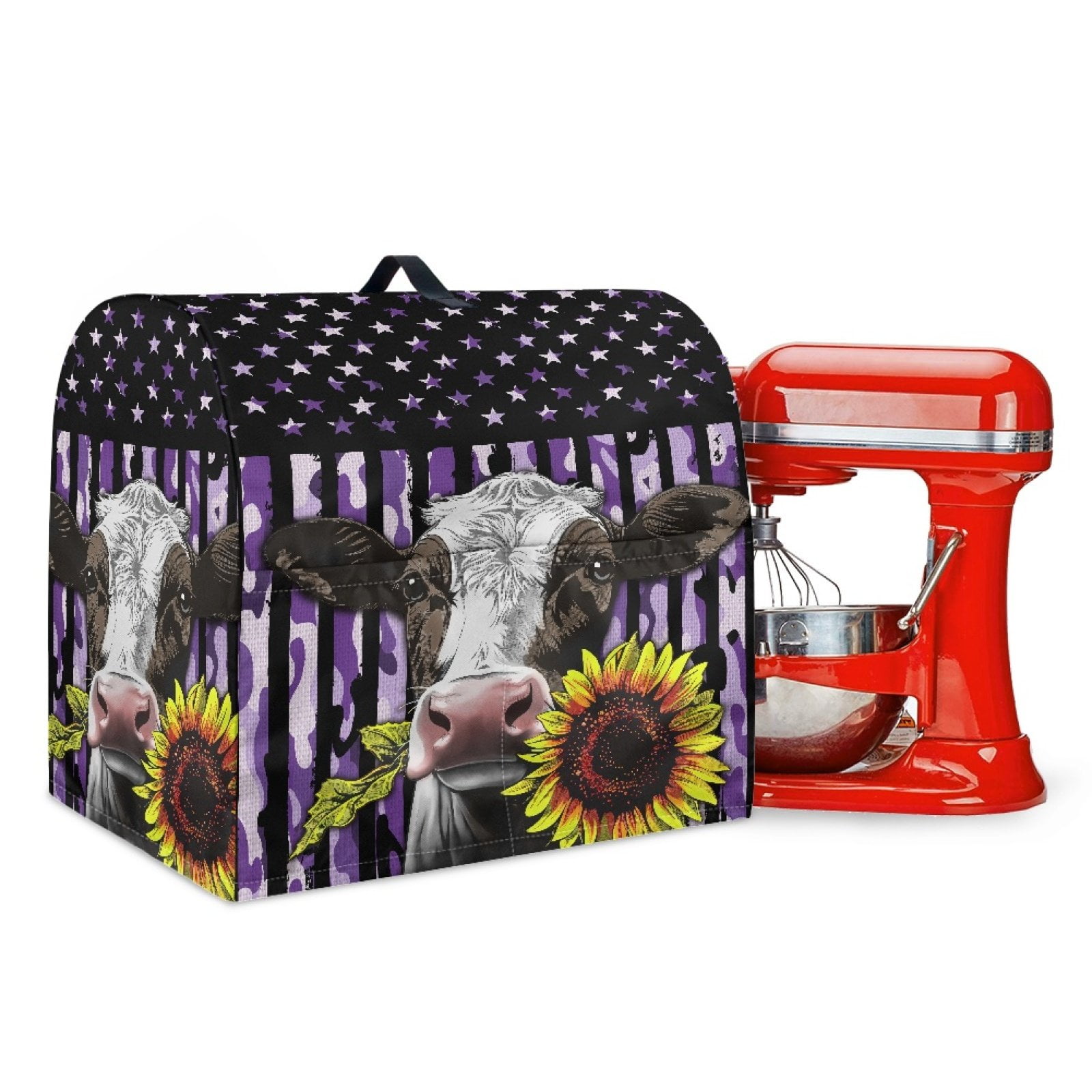 Whosucclay Camo Cow Sunflower American Flag Print Mixer Cover with ...