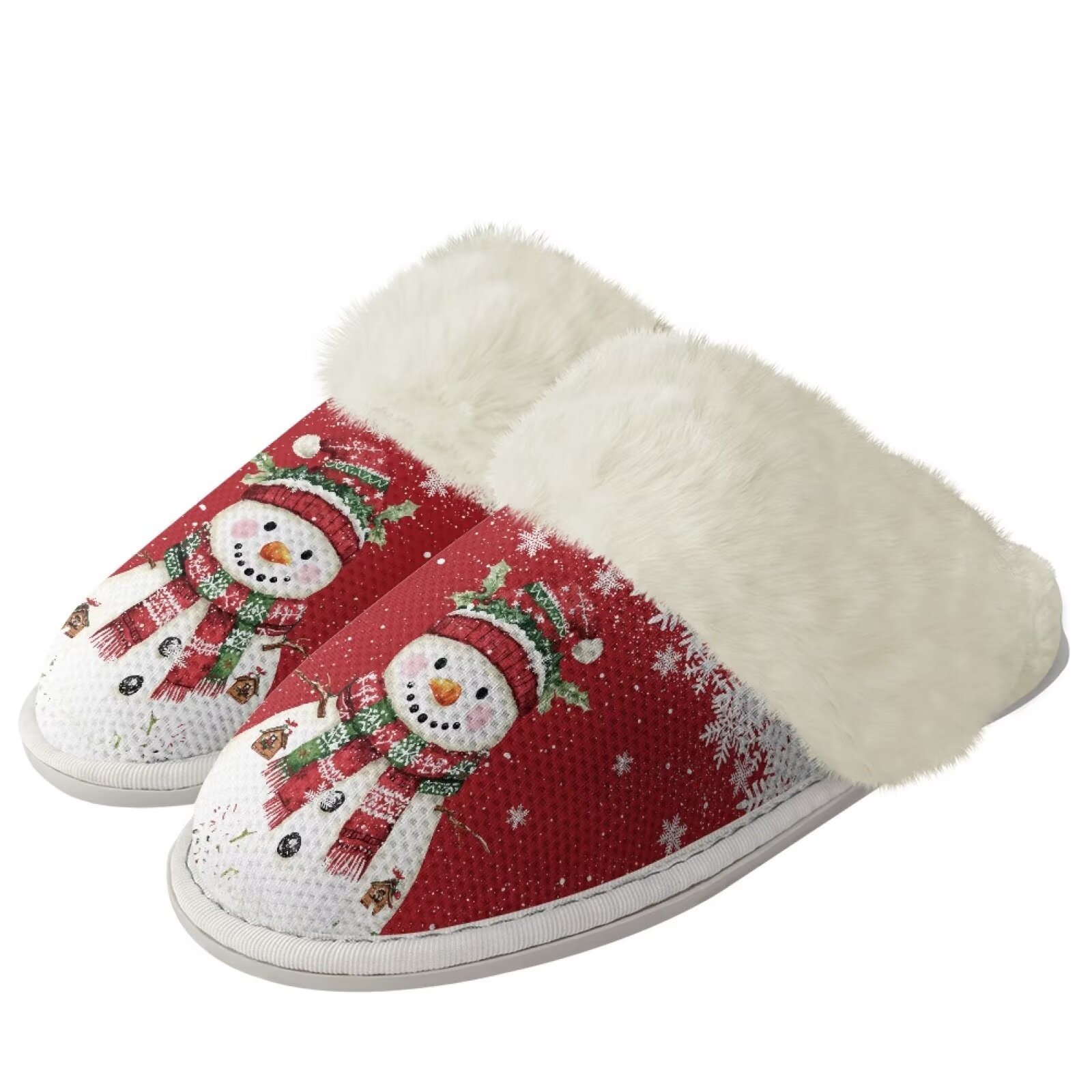 Whosucclay Christmas Snowman Cotton Slippers for Women Warm Soft House ...