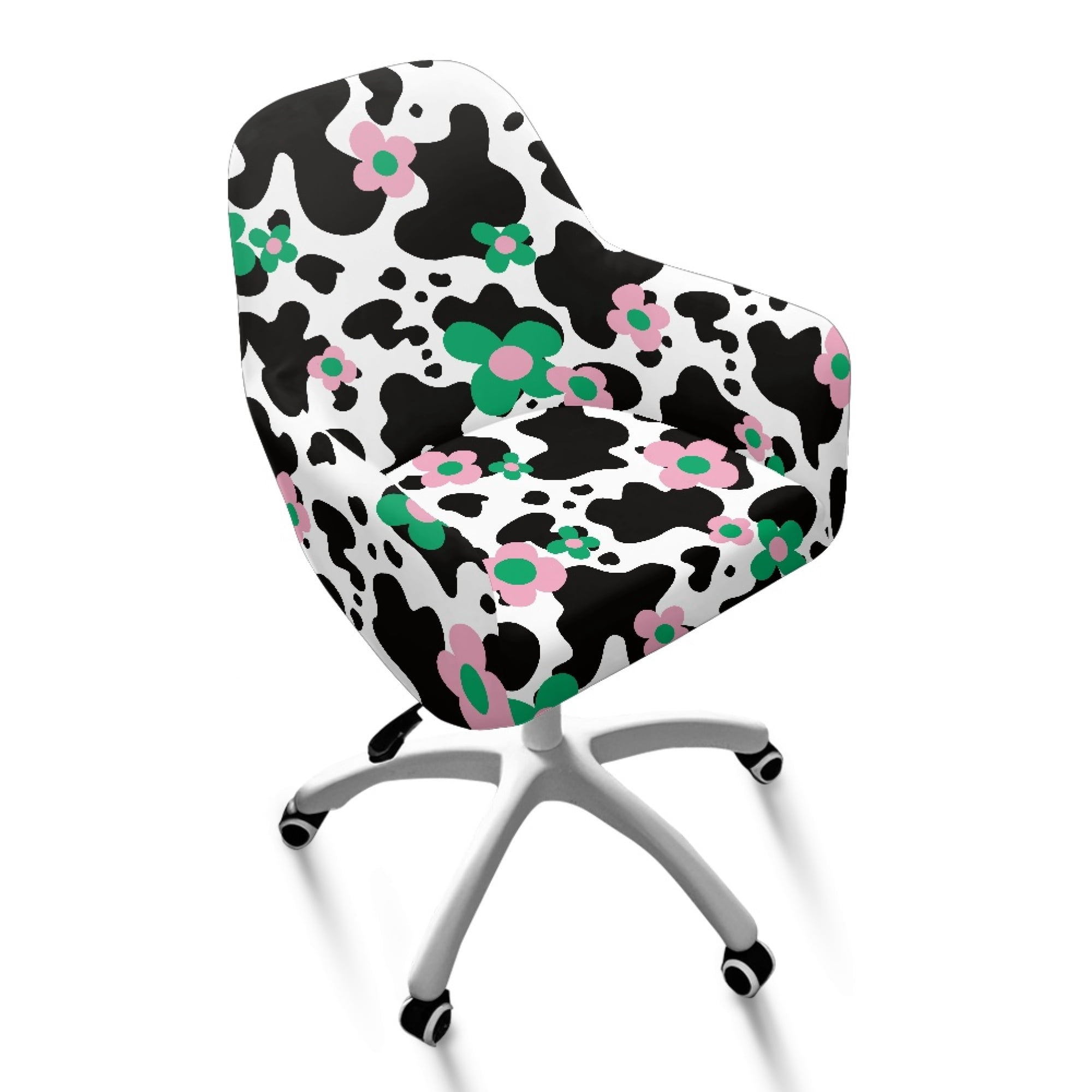 Whosucclay Cow Hippie Flower Print Swivel Accent Chair Covers Anti-dust ...