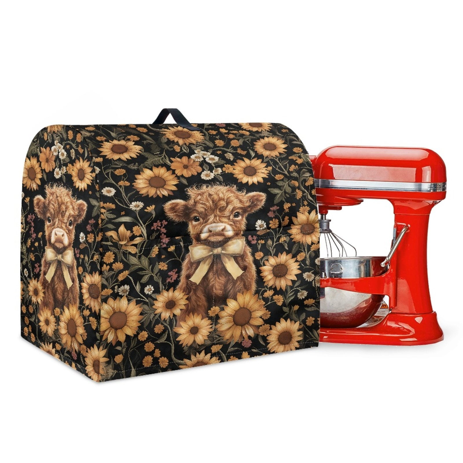 Whosucclay Highland Cattle Sunflower Daisy Print Stand Mixer Cover with ...