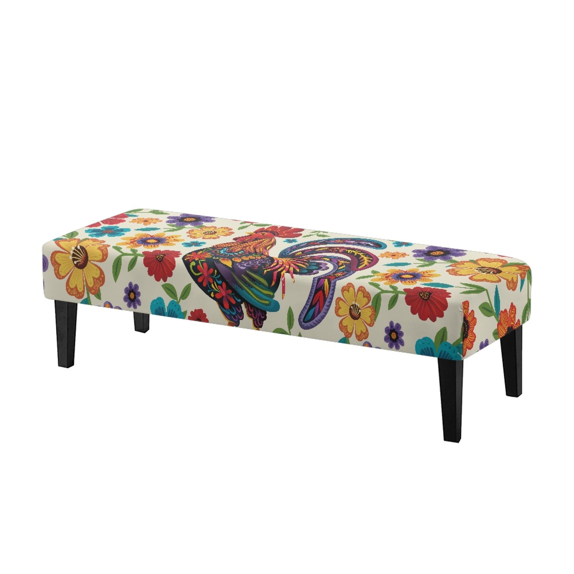 Whosucclay Rooster Chicken Flower Print Rectangle Bench Covers ...