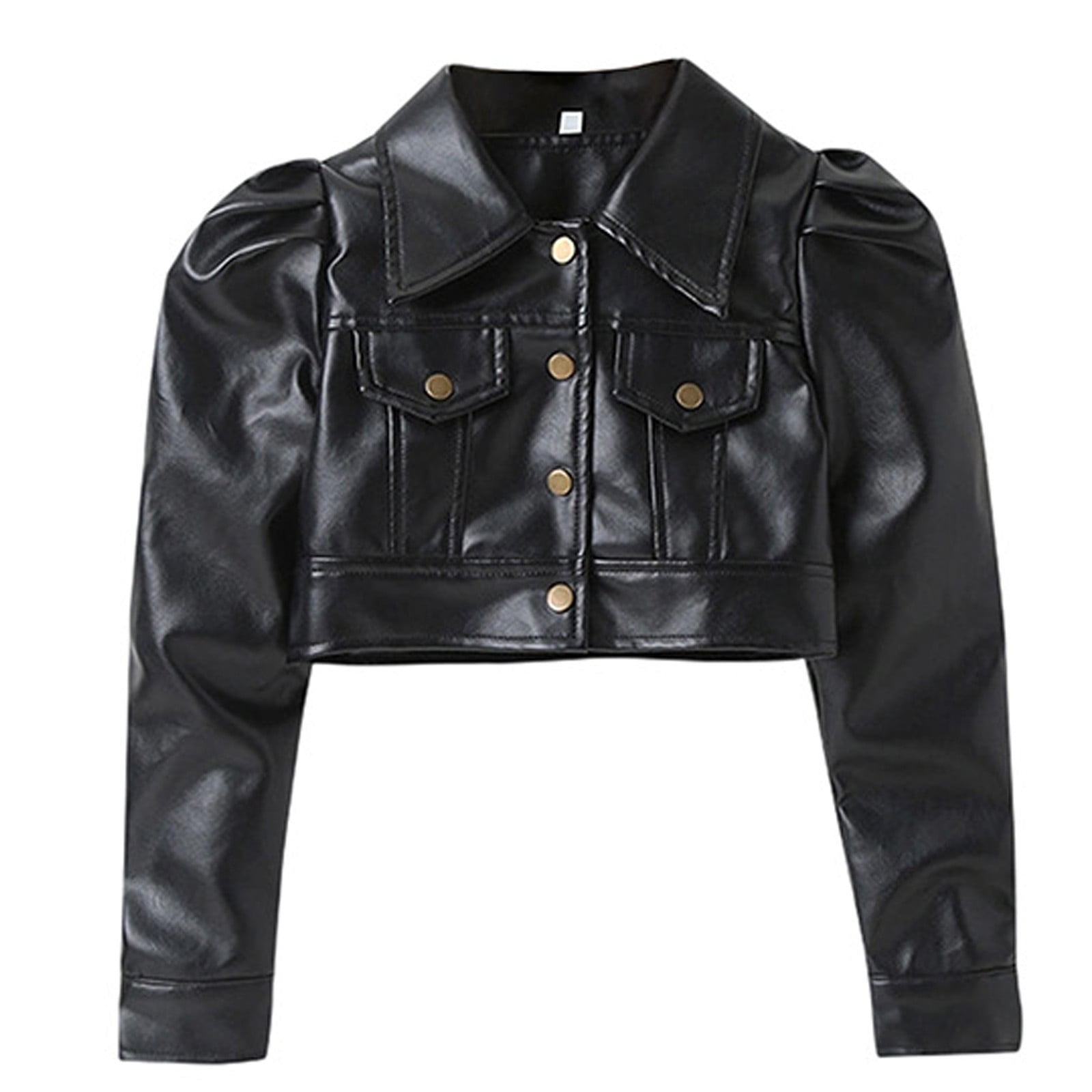 WhouRiu Big Girls Jacket Pu Leather Turn Down Collar Crop Jacket Kids ...