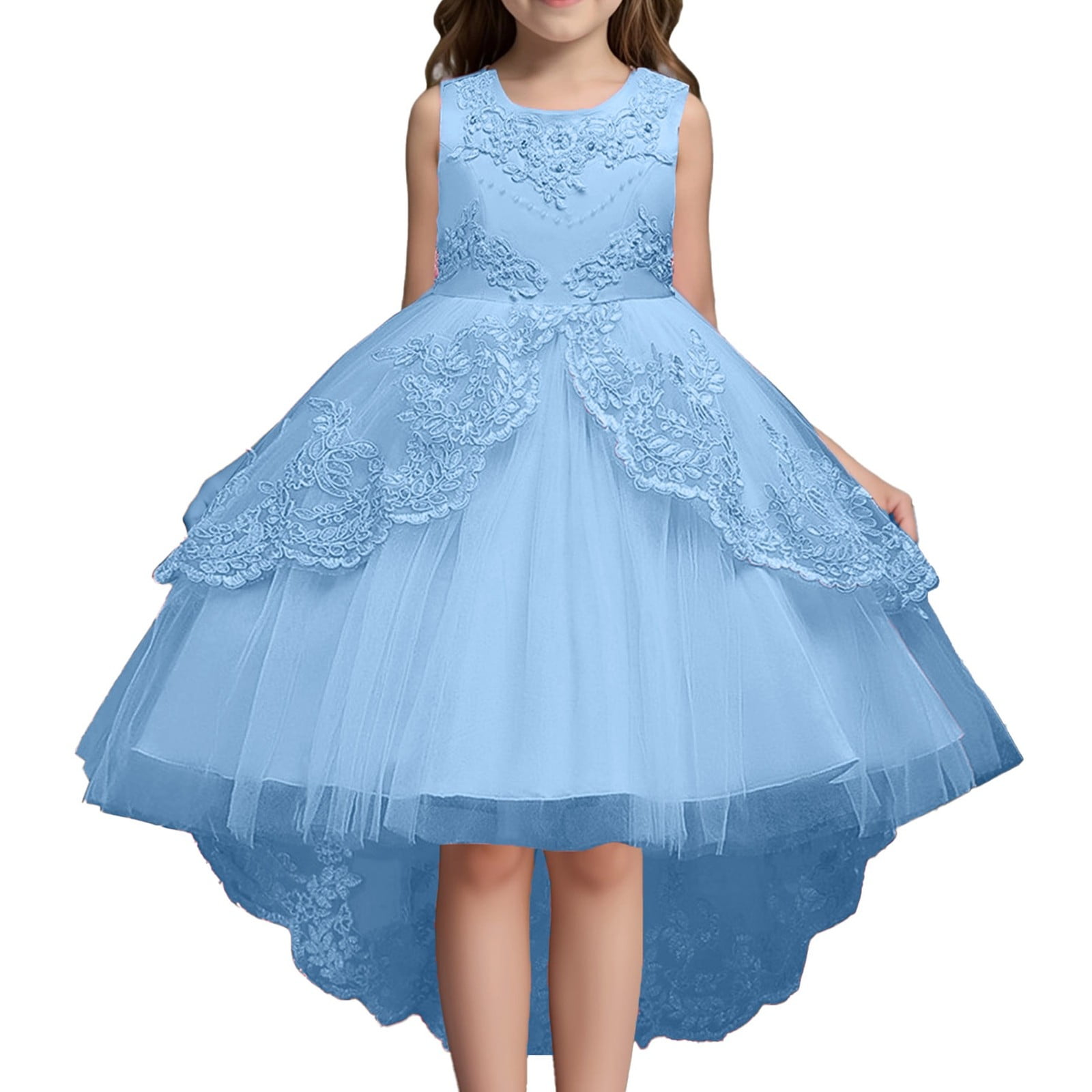 WhouRiu Girls Emboridery Lace Sleeveless Evening Dress Princess ...