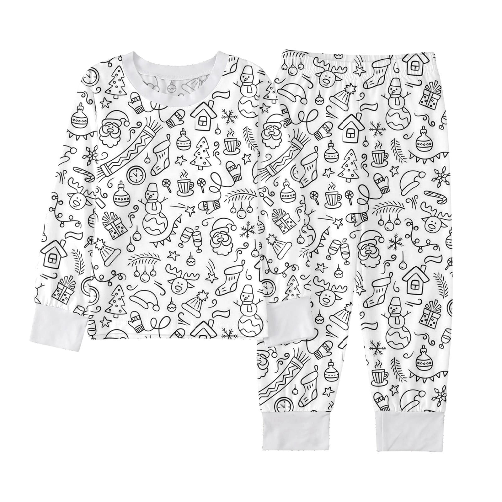 WhouRiu Little Girl Boy Homewear Outfits Holiday DIY Prints Long Sleeve ...