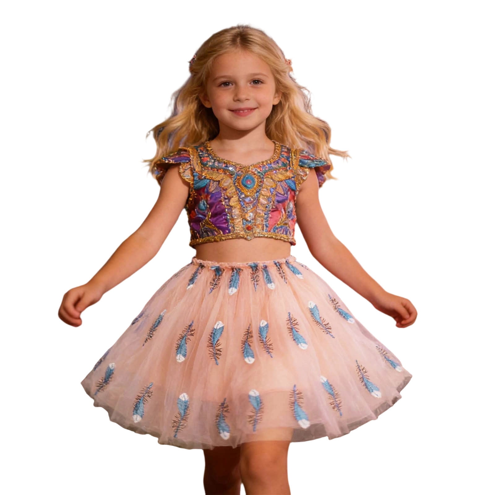 WhouRiu Toddler Girl Skirt Dance Party Stretch Waist Embroider Mesh ...