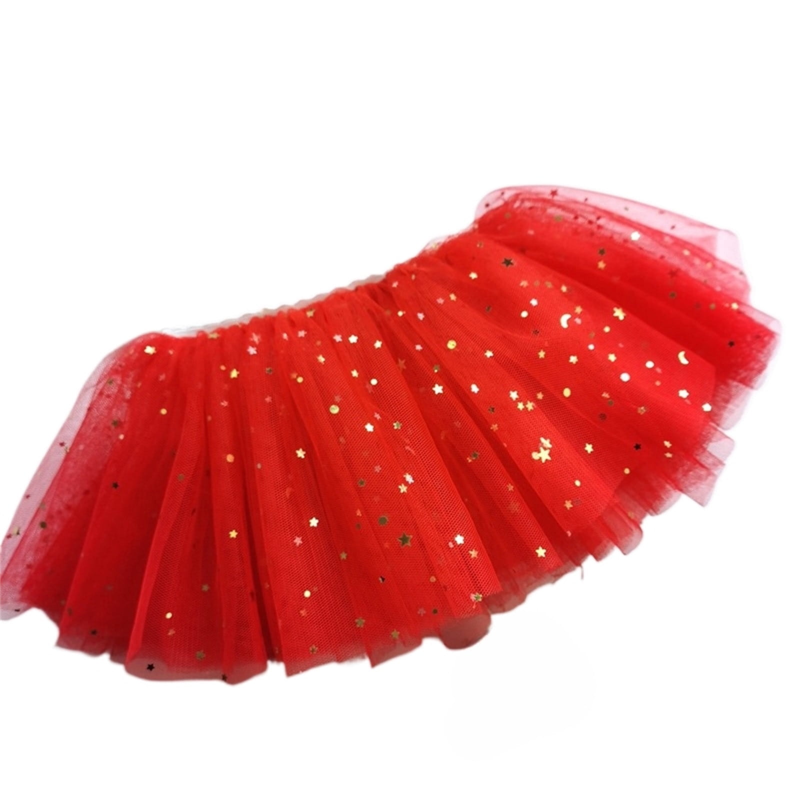 WhouRiu Toddler Girls' Skirt with Rainbow Sequins Star Moon Layered ...