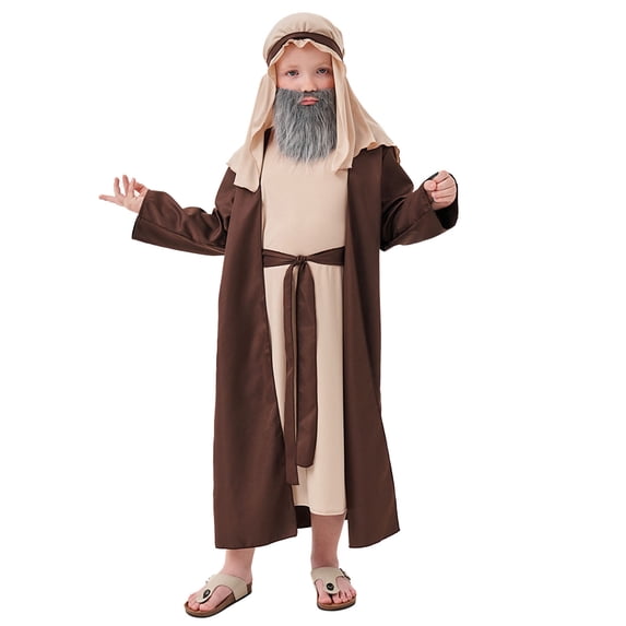 Whouriu Big Boys' Outfits Role Play Long Sleeve Robe with Scarf Holiday ...
