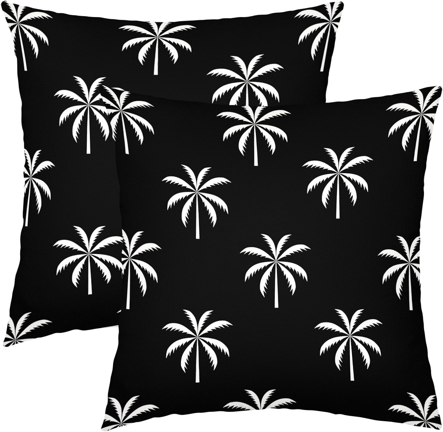 Whtie Black Palm Tree Pillow Covers 16x16 Inch Set of 2 Tropical ...
