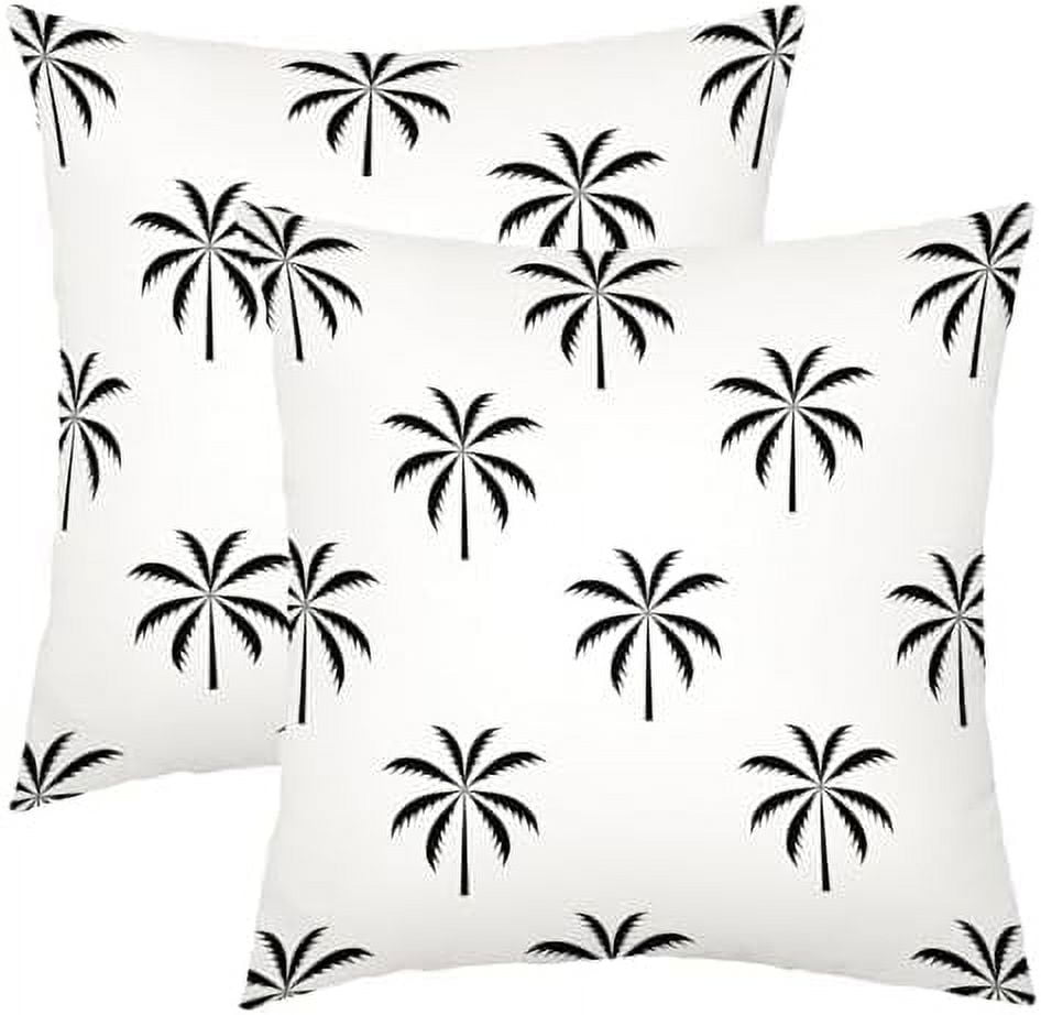 Whtie Black Palm Tree Pillow Covers 16x16 Inch Set of 2 Tropical Trees ...