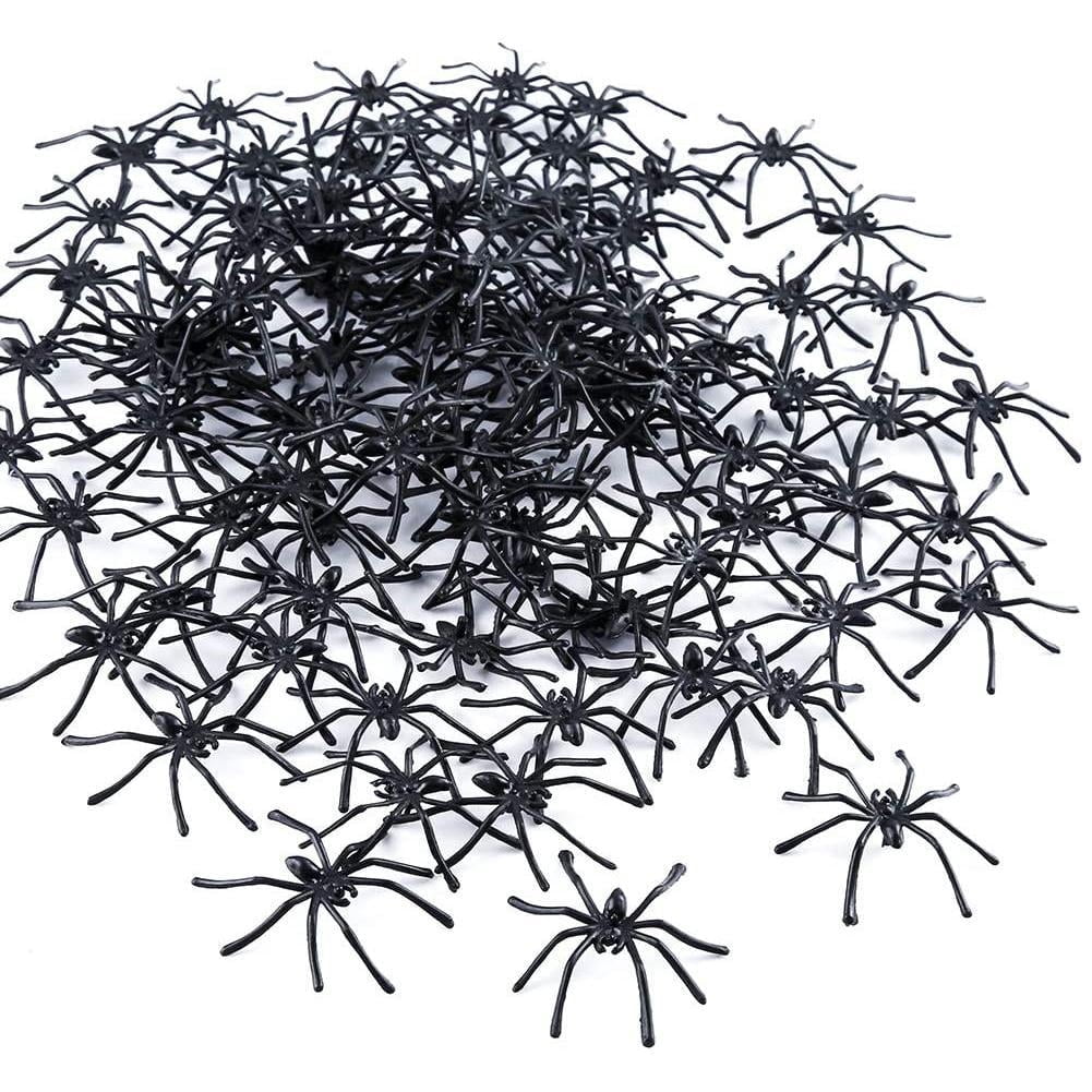 Whtty 100 Pcs Spider Plastic Halloween Mini Spiders Joke Toys For ...