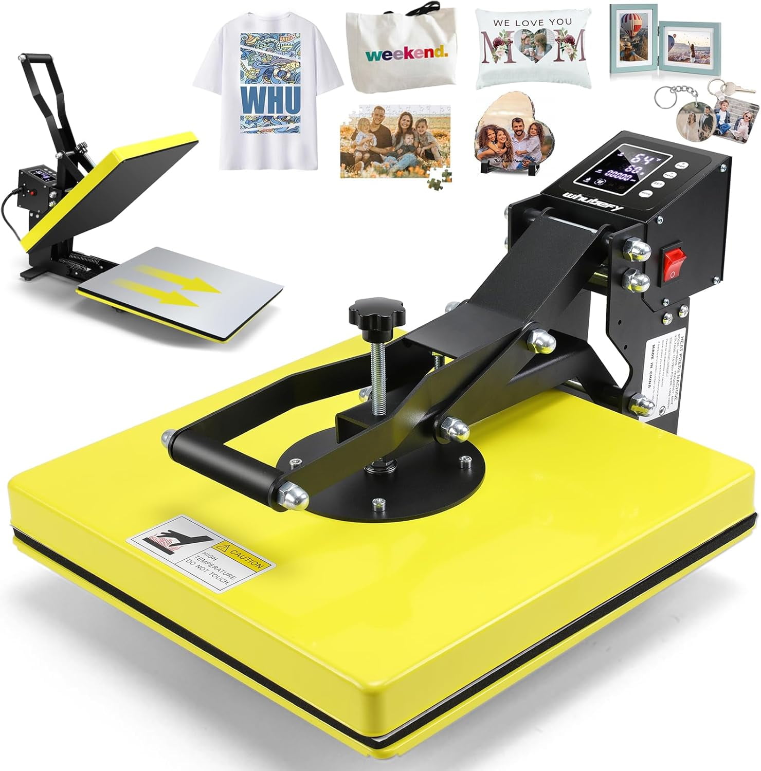 Whubefy Heat Press 15x15, Slide Out Press Machine for T-shirts w/ 3 Pre ...