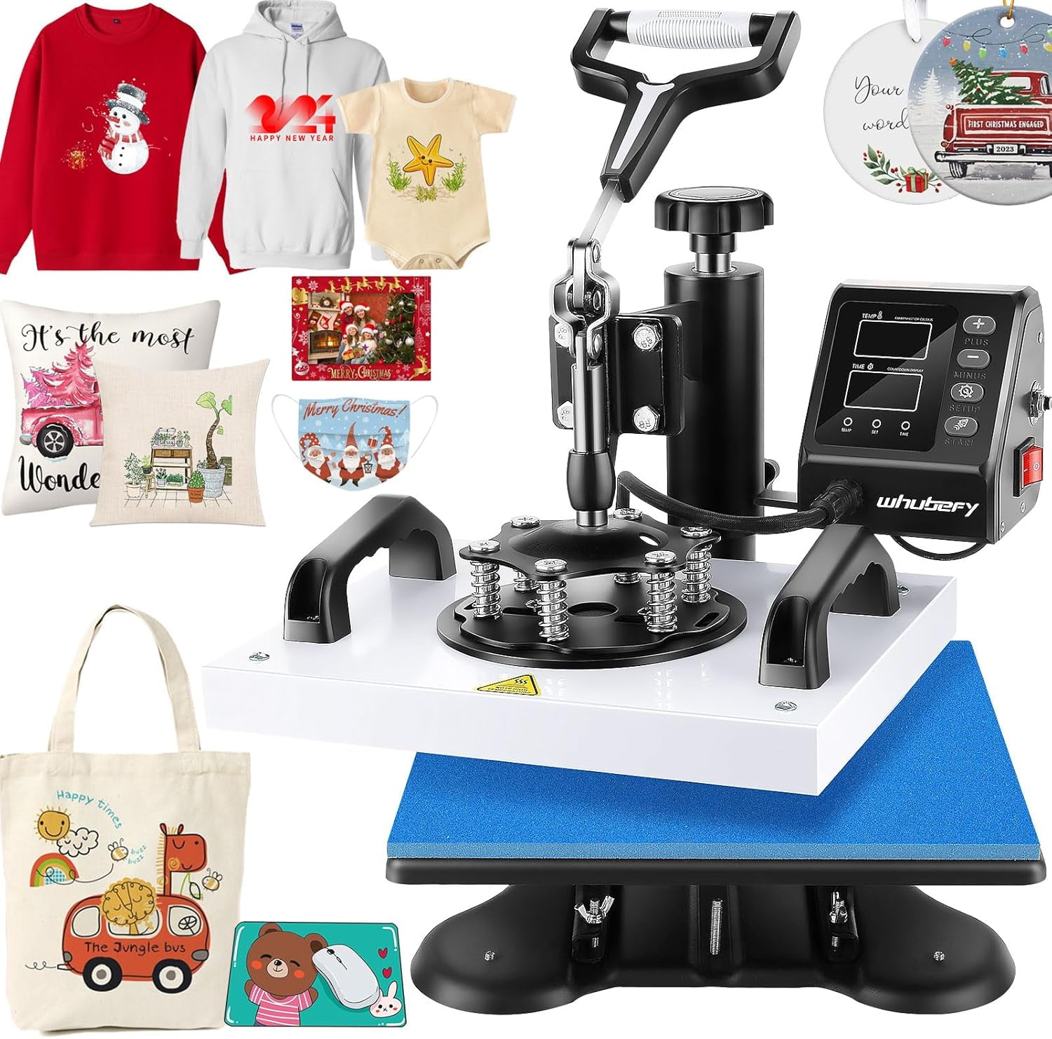 Whubefy Heat Press Machine for T Shirts 12x10, 650W Sublimation Shirt ...