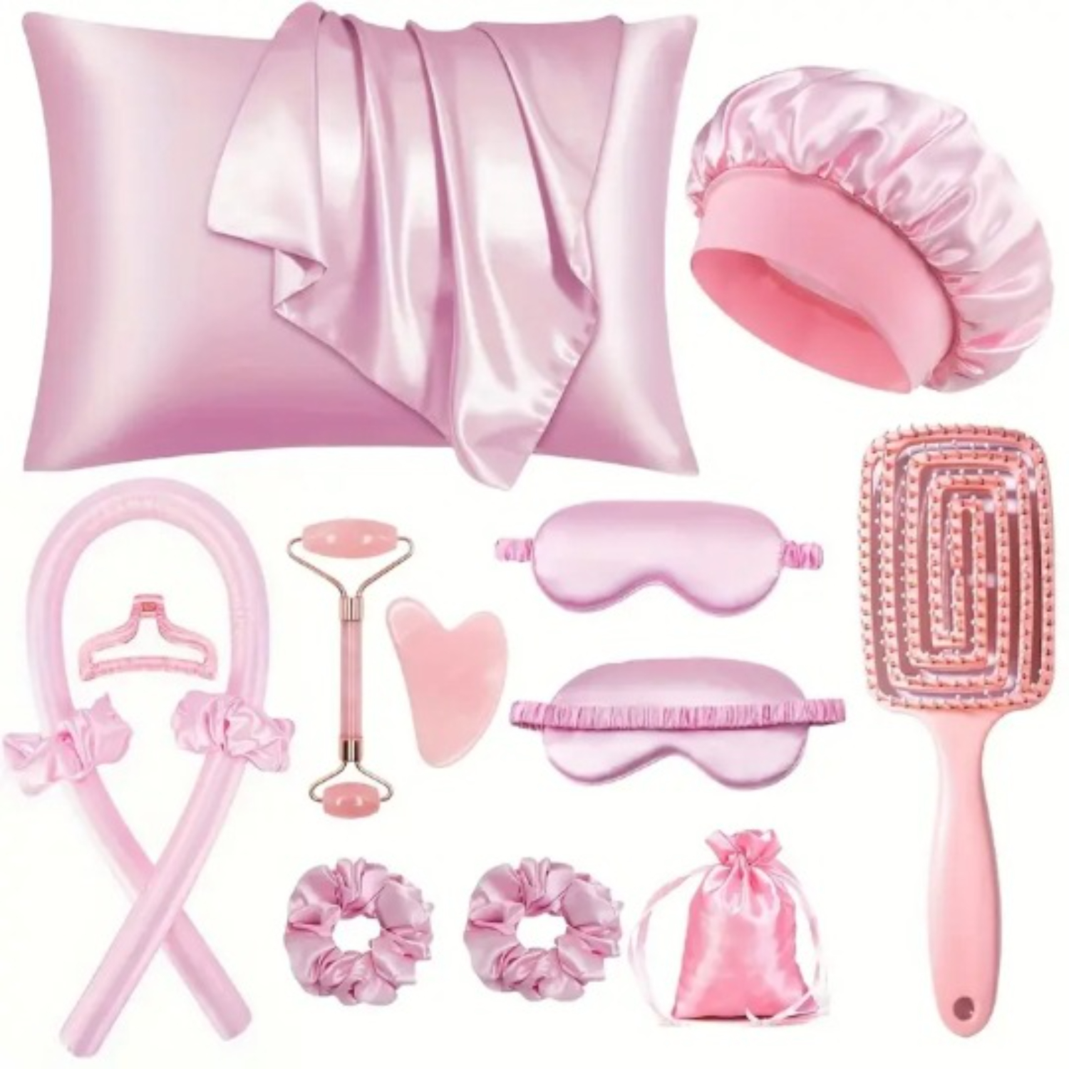 Whudwhu 12-Piece Heatless Hair Curling Set with Satin Pillowcase ...