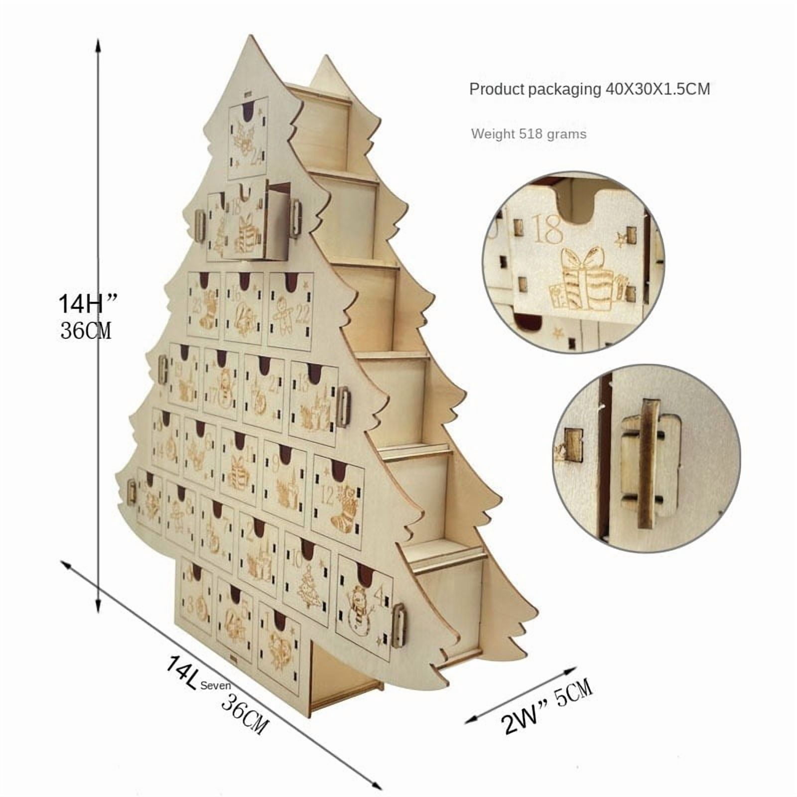 Whudwhu Christmas Tree Advent Calendar Cabinet, Wooden Countdown ...