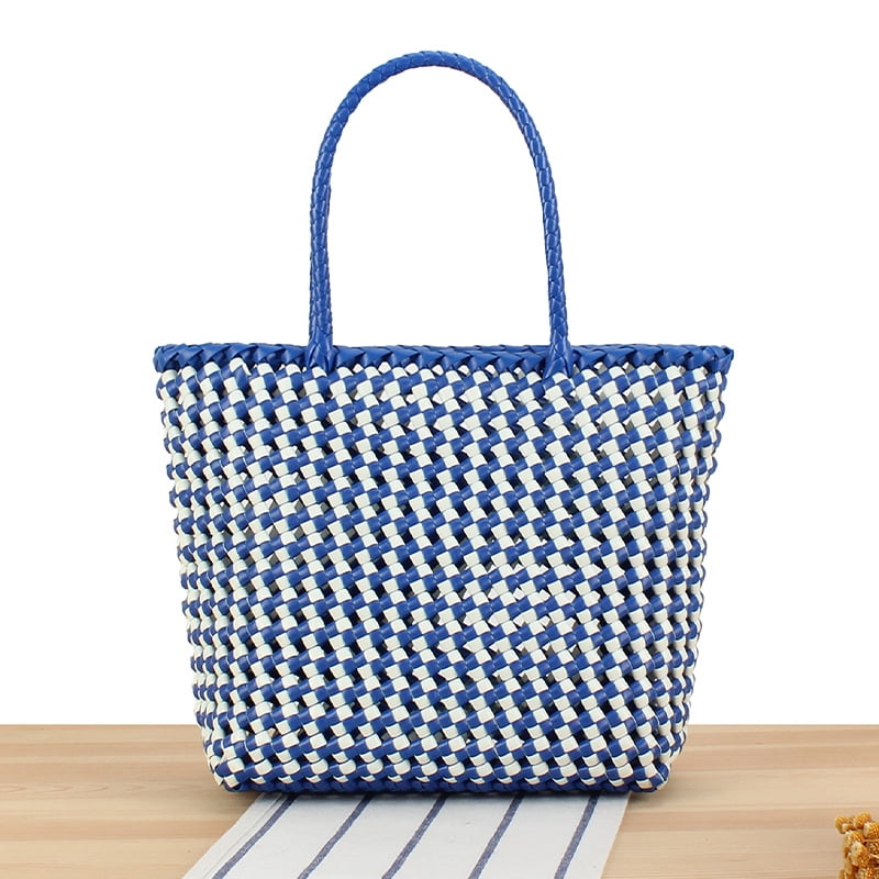 Whudwhu Colorful PVC Woven Handbag for Beach, Market, and Everyday Use ...