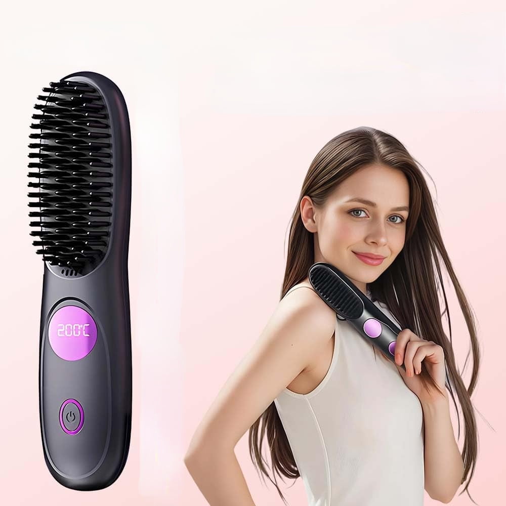 Whudwhu Go Brush Pro, Cordless Hair Straightener Brush, Portable Mini ...