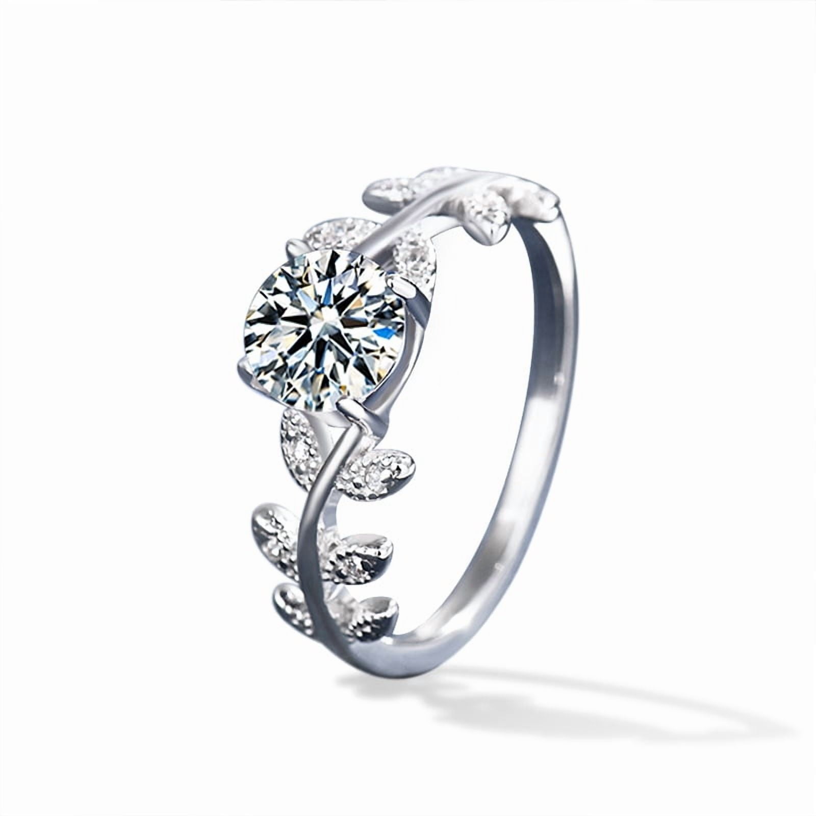 Whudwhu Moissanite Emerald Ring in Silver, Elegant Promise Ring for Her ...