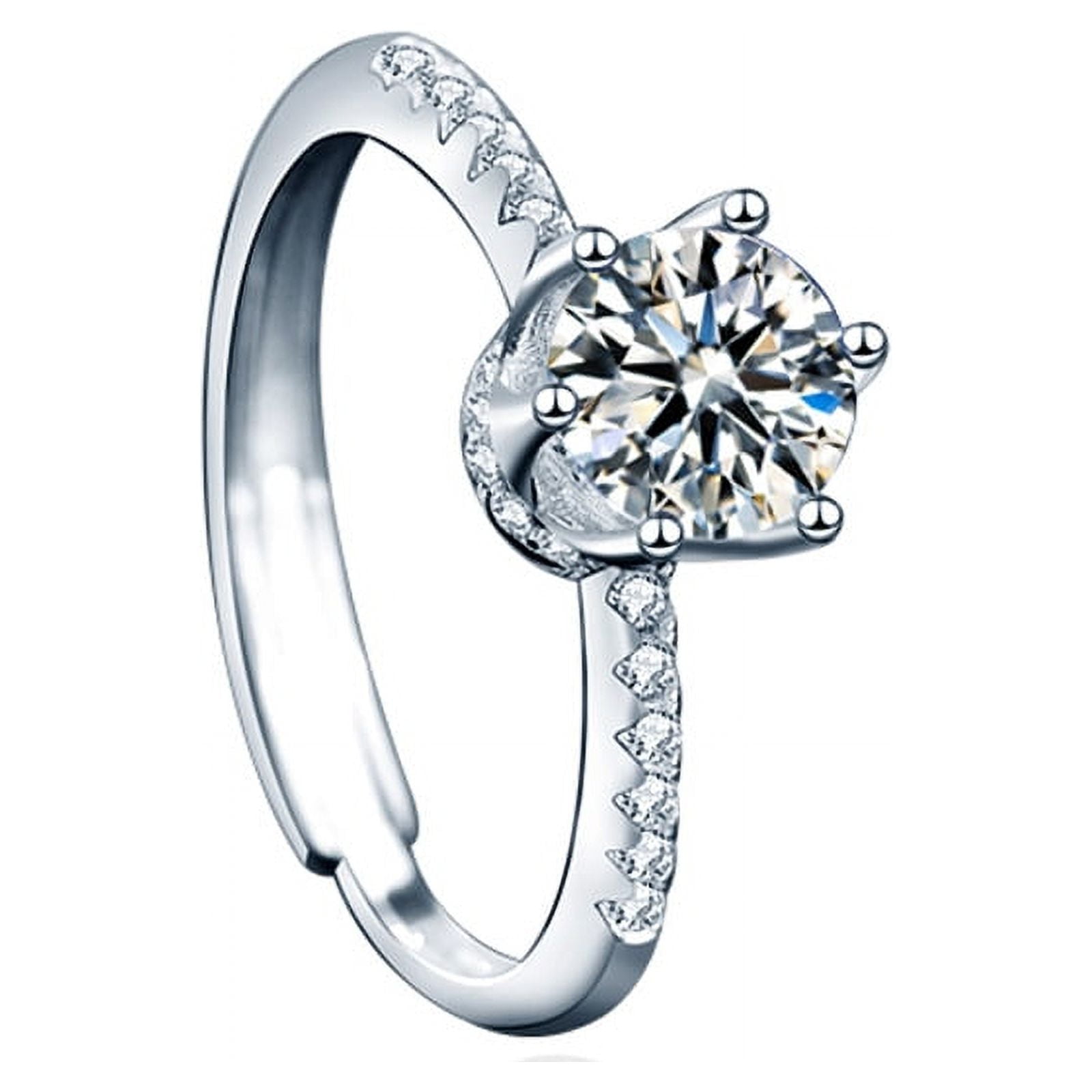 Whudwhu Moissanite Ring Crown Design Adjustable Pinky Ring for Women ...