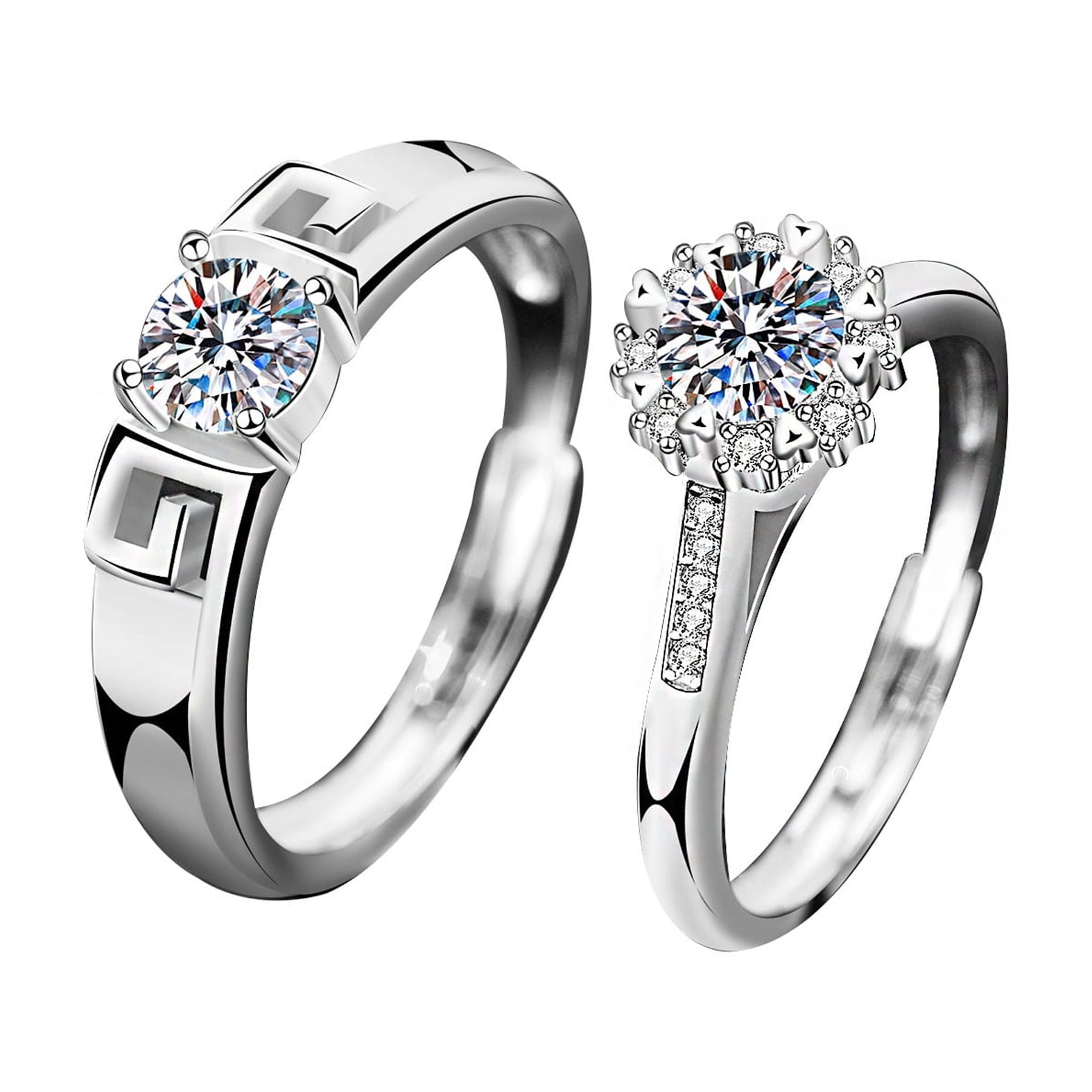 Whudwhu Moissanite Ring in Silver Heart Design, Stylish Couple's ...