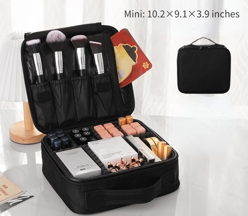 Whudwhu Professional Makeup Organizer Bag with Mirror, Large Makeup ...