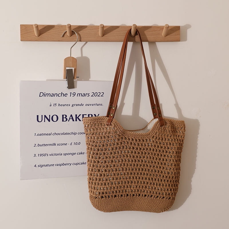 Whudwhu Small Hollow Out Cotton Woven Shoulder Bag for Women, Casual ...