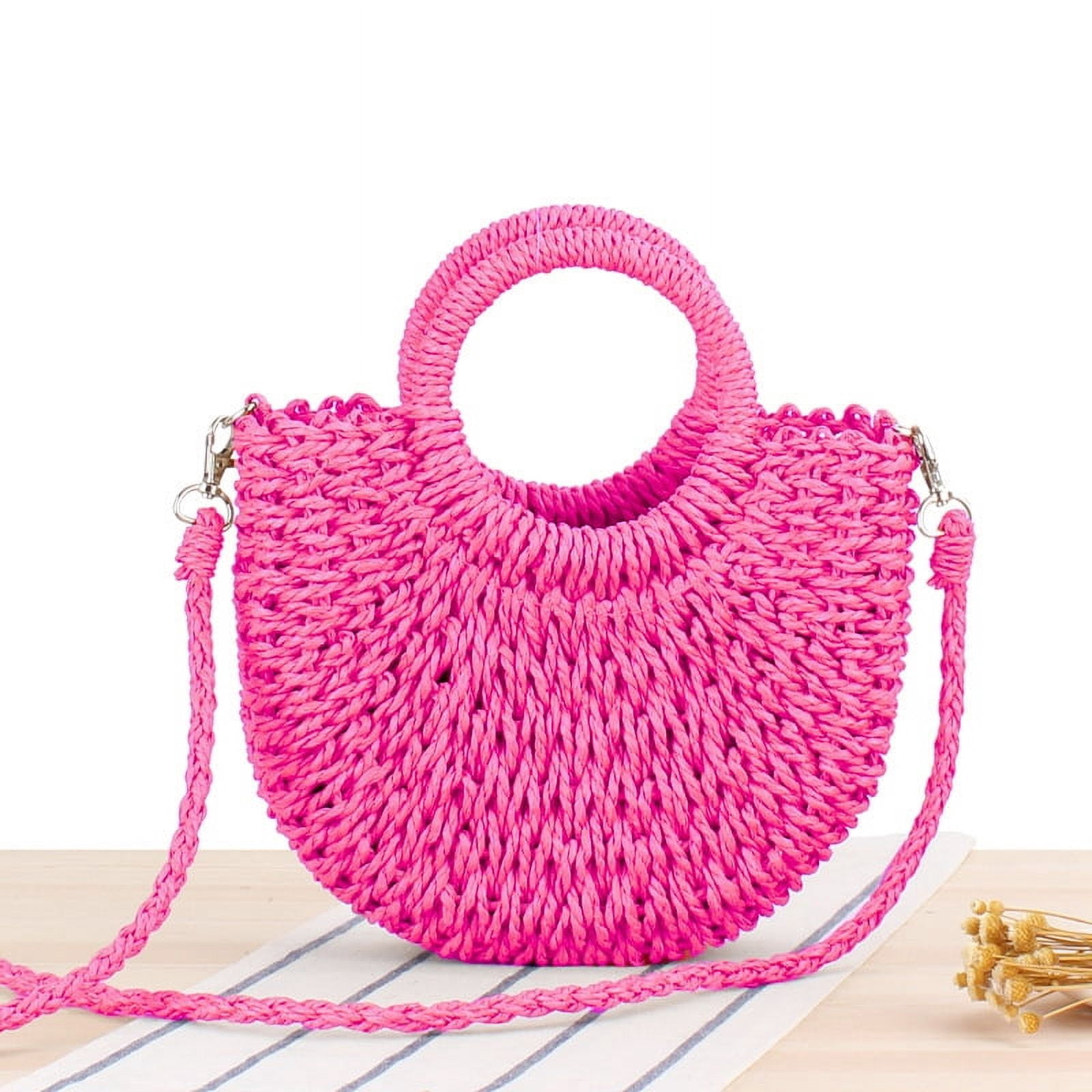 Whudwhu Stylish Beach Handcrafted Half-Moon Paper Rope Bag Multicolor ...