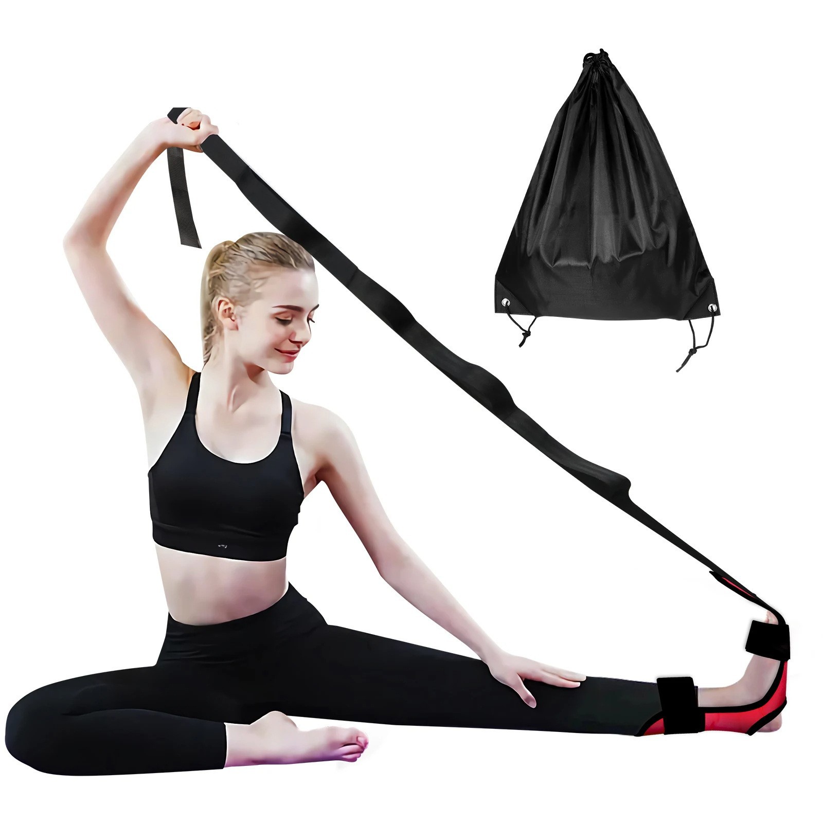 Whudwhu Yoga Stretch Band with Ankle Straps, 57-inch Segmented ...