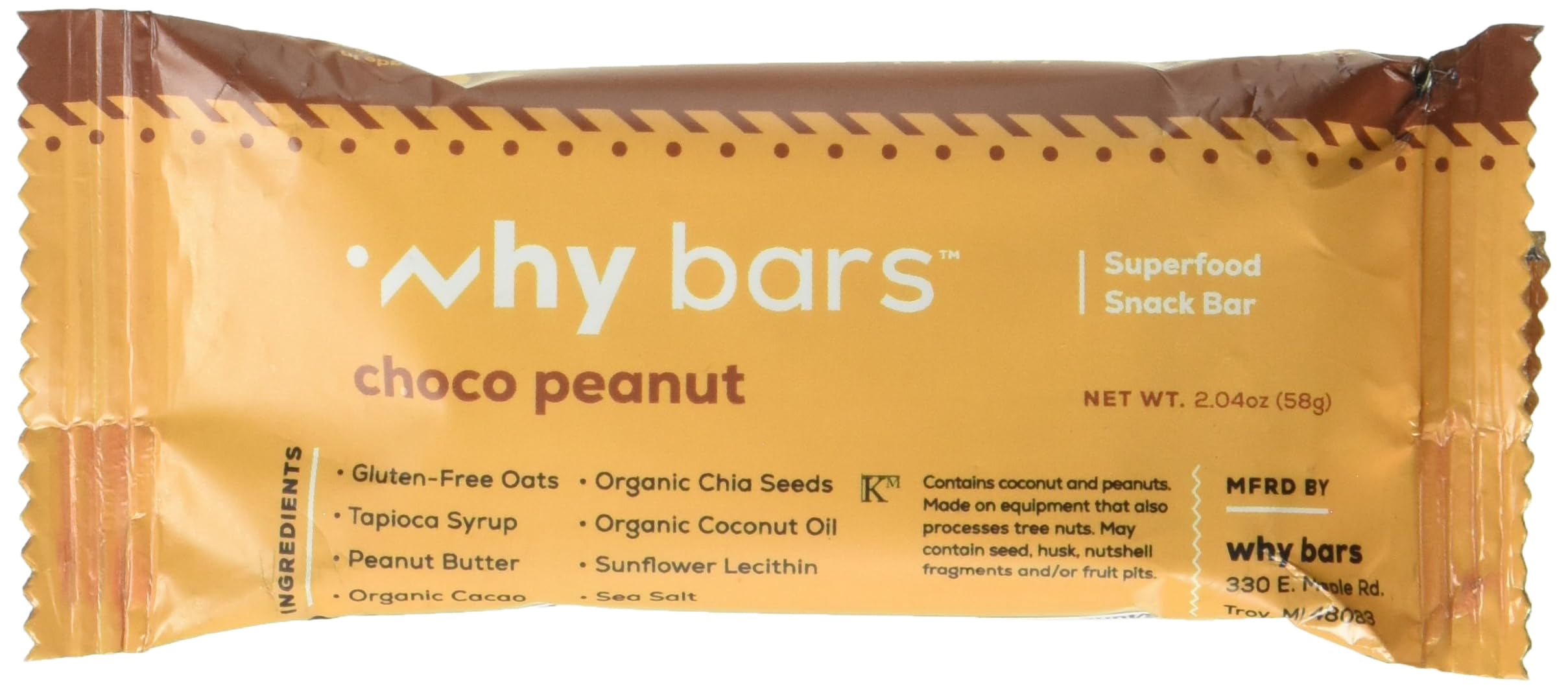 Why Bars Choco Peanut IFF17 Bar, 2.04 OZ - Walmart.com