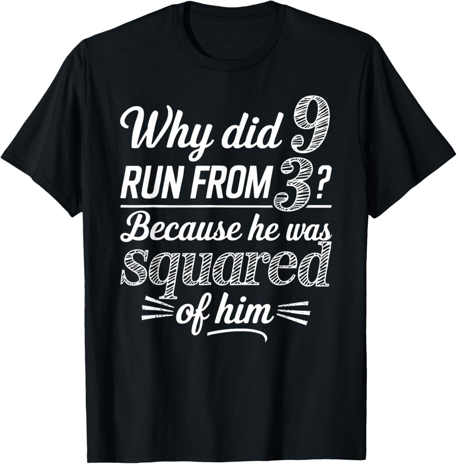 Why Did 9 Run From 3 Because He Was Squared of Him Math Joke T-Shirt ...