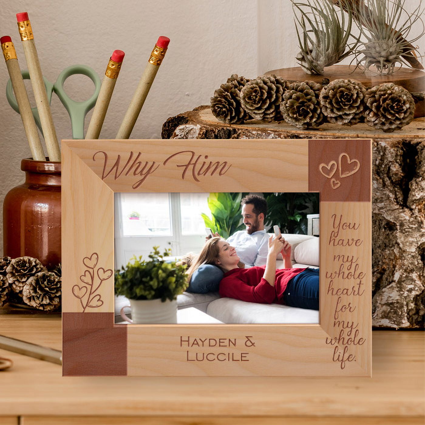 Why Him Personalized Wooden Frame-6" x 4" Brown Horizontal - Walmart.com
