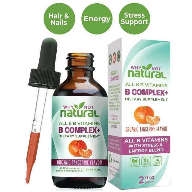 Why Not Natural B Complex Liquid: 8 B Vitamins + Stress & Energy Blend ...