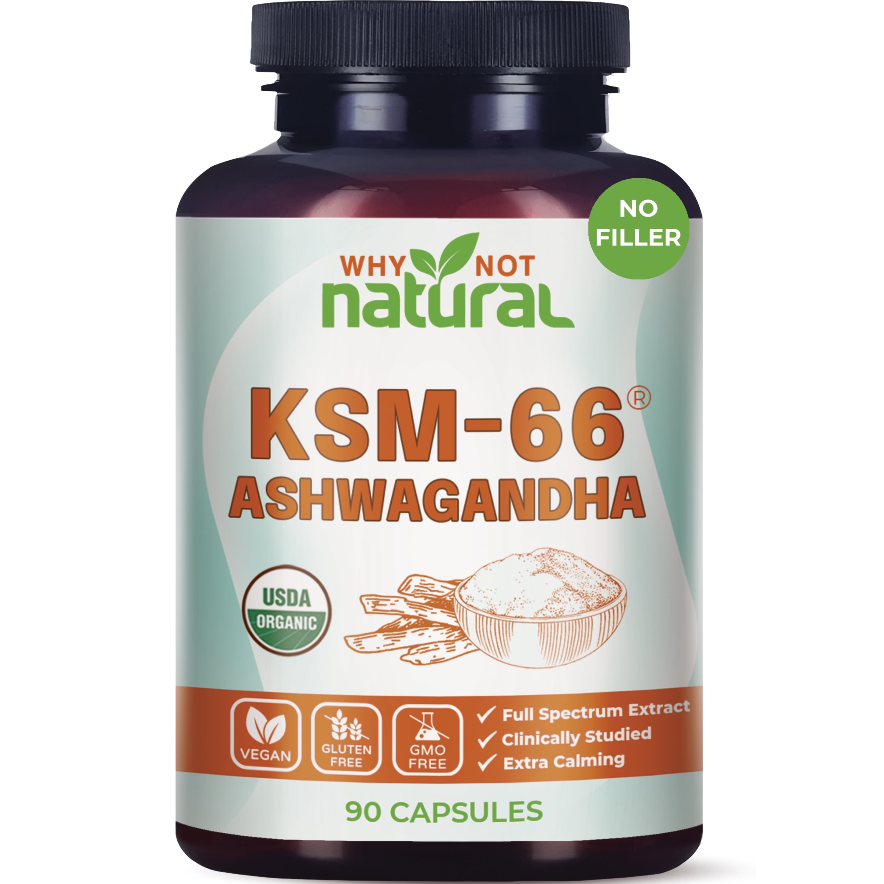 Why Not Natural Organic Ashwagandha KSM 66 Supplements Capsules - KSM66 ...