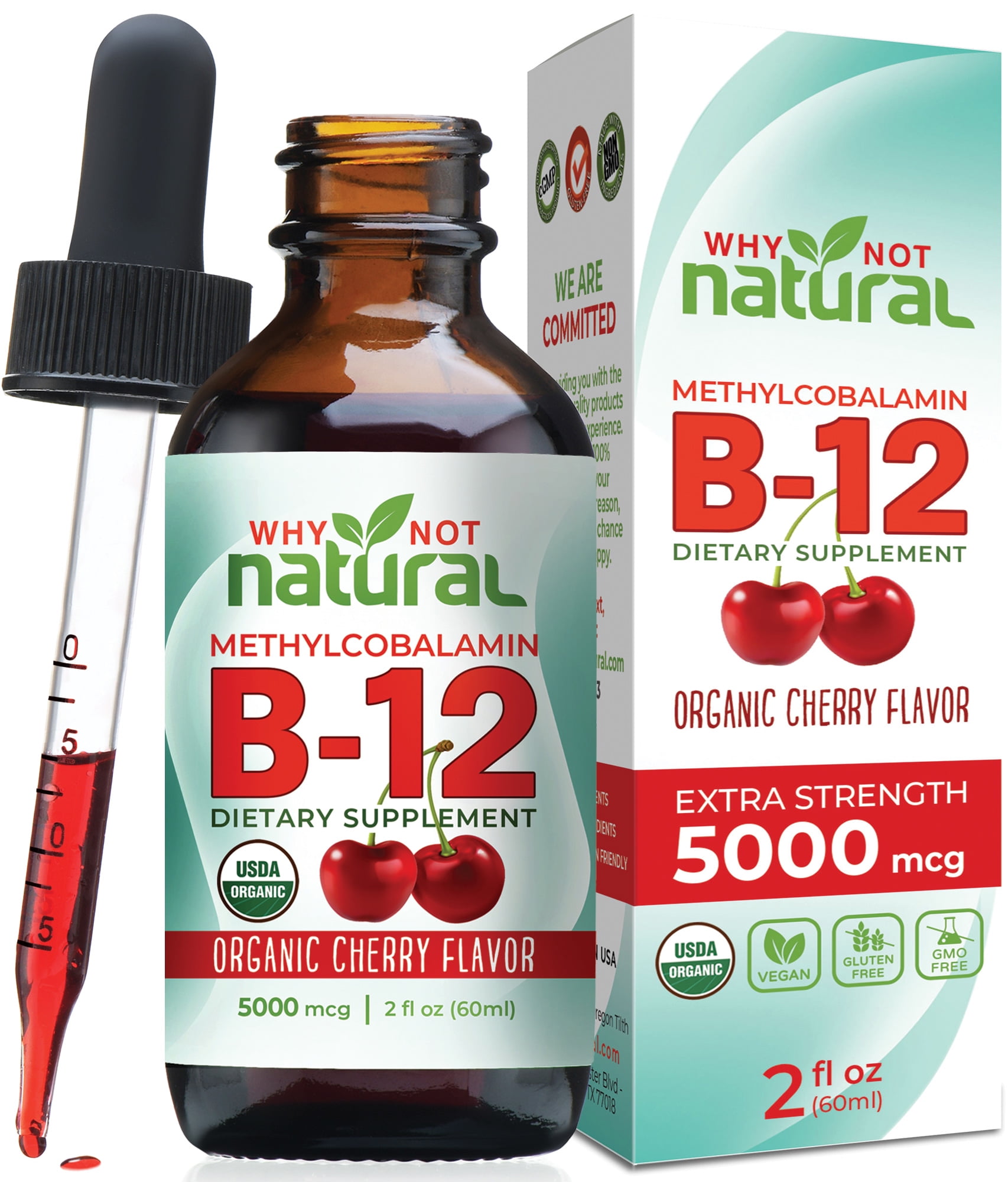 Why Not Natural Organic B12 Liquid Drops, High-Potency 5000mcg, Vegan ...