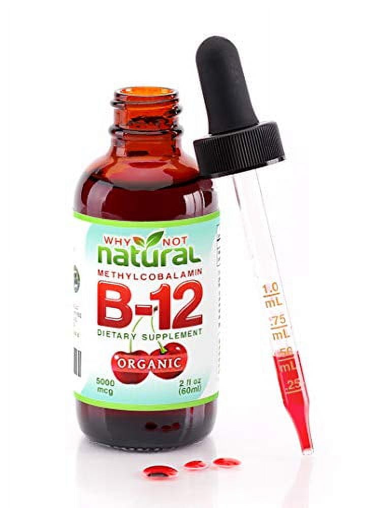 Why Not Natural Organic B12 Liquid Drops, 5000mcg per serving - Walmart.com