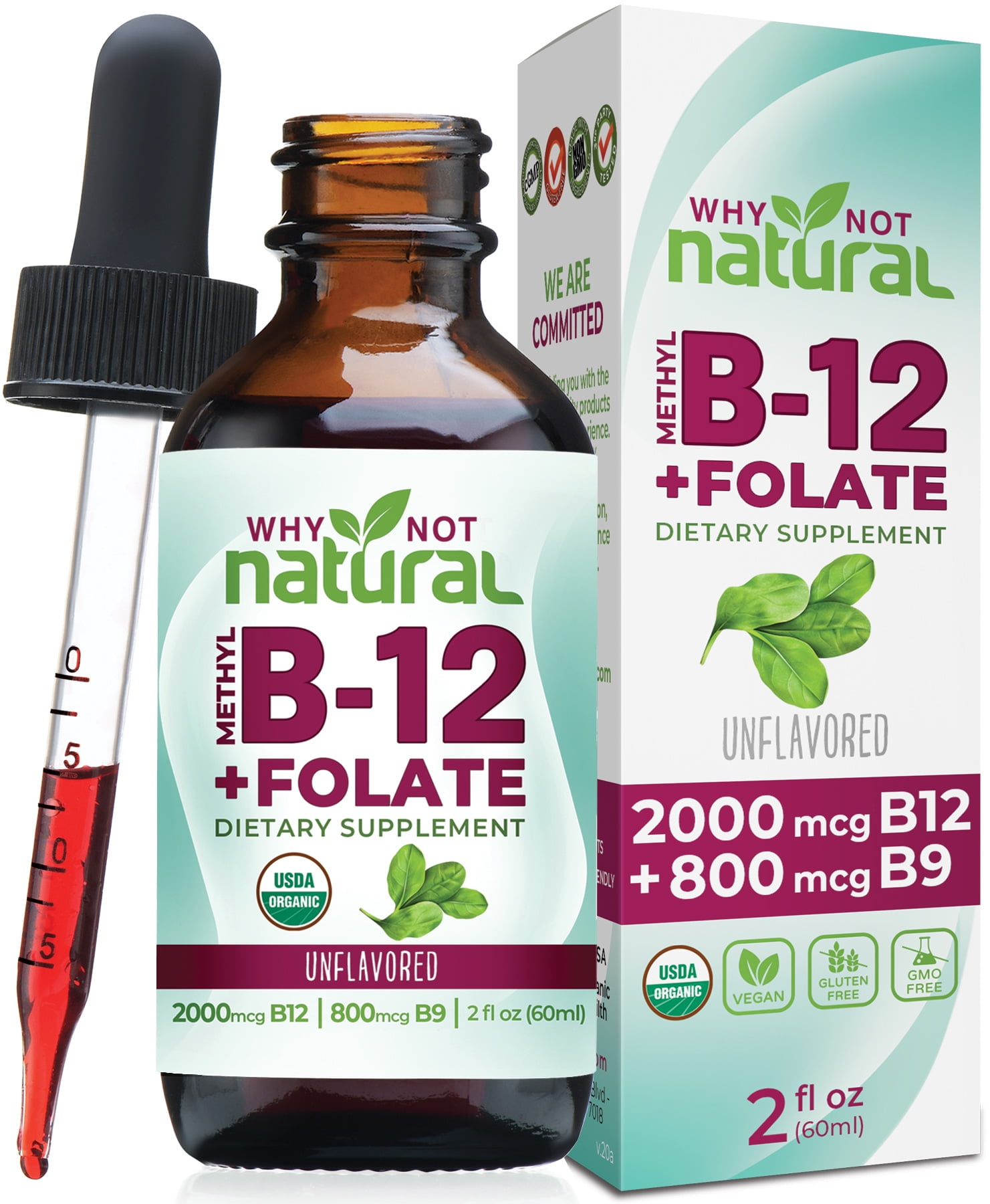 Why Not Natural Organic Vitamin B12 Liquid Drops with Folate for ...