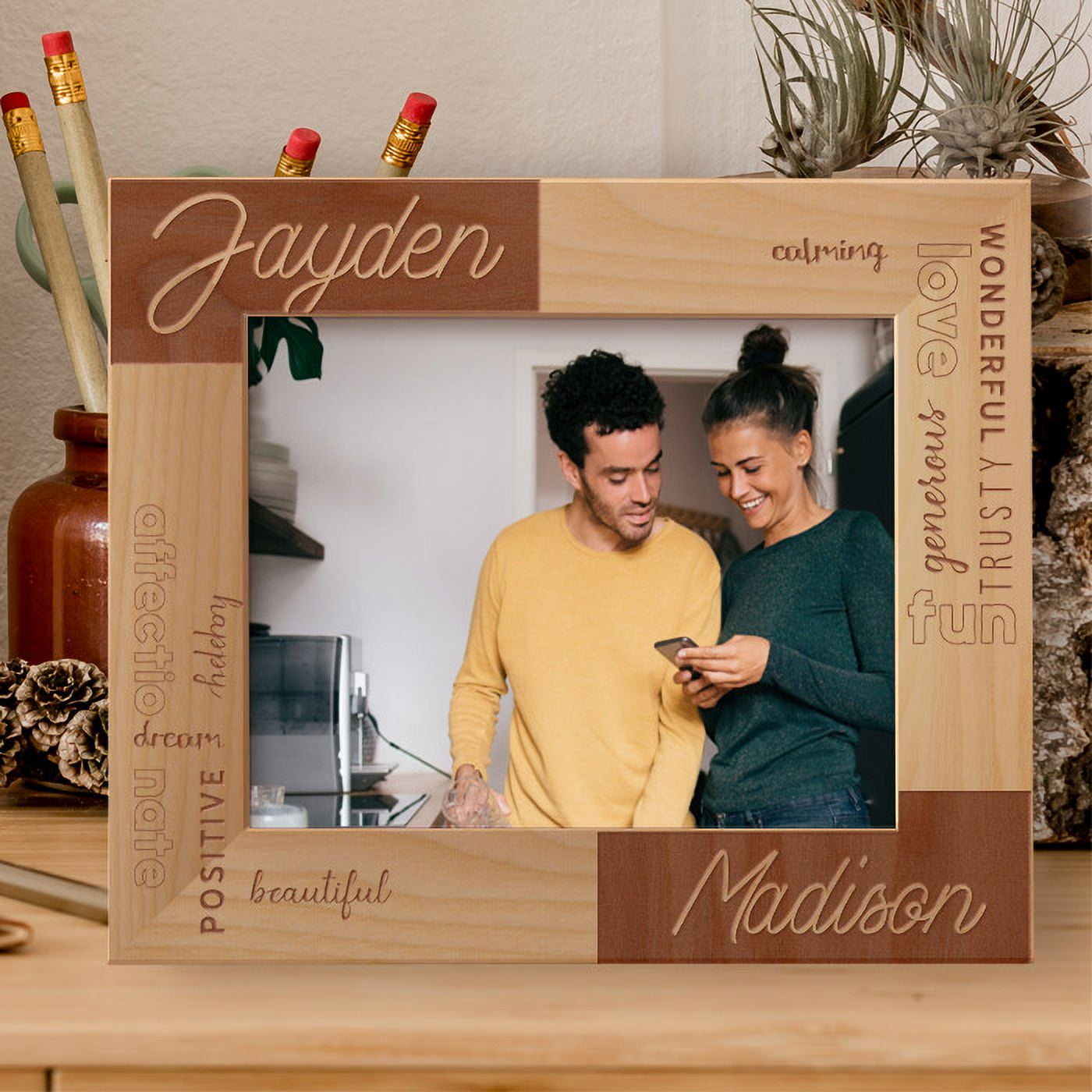 Why She Loves Him Personalized Wooden Frame-10" x 8" Brown Horizontal ...