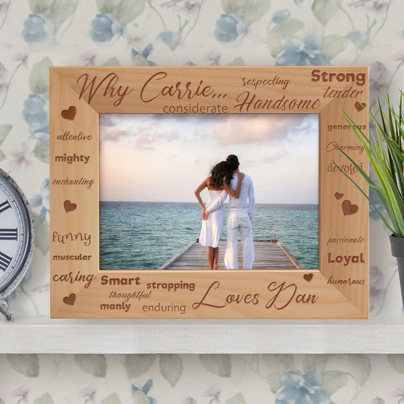 Why She Loves Him Personalized Wooden Picture Frame-7" x 5" Brown ...