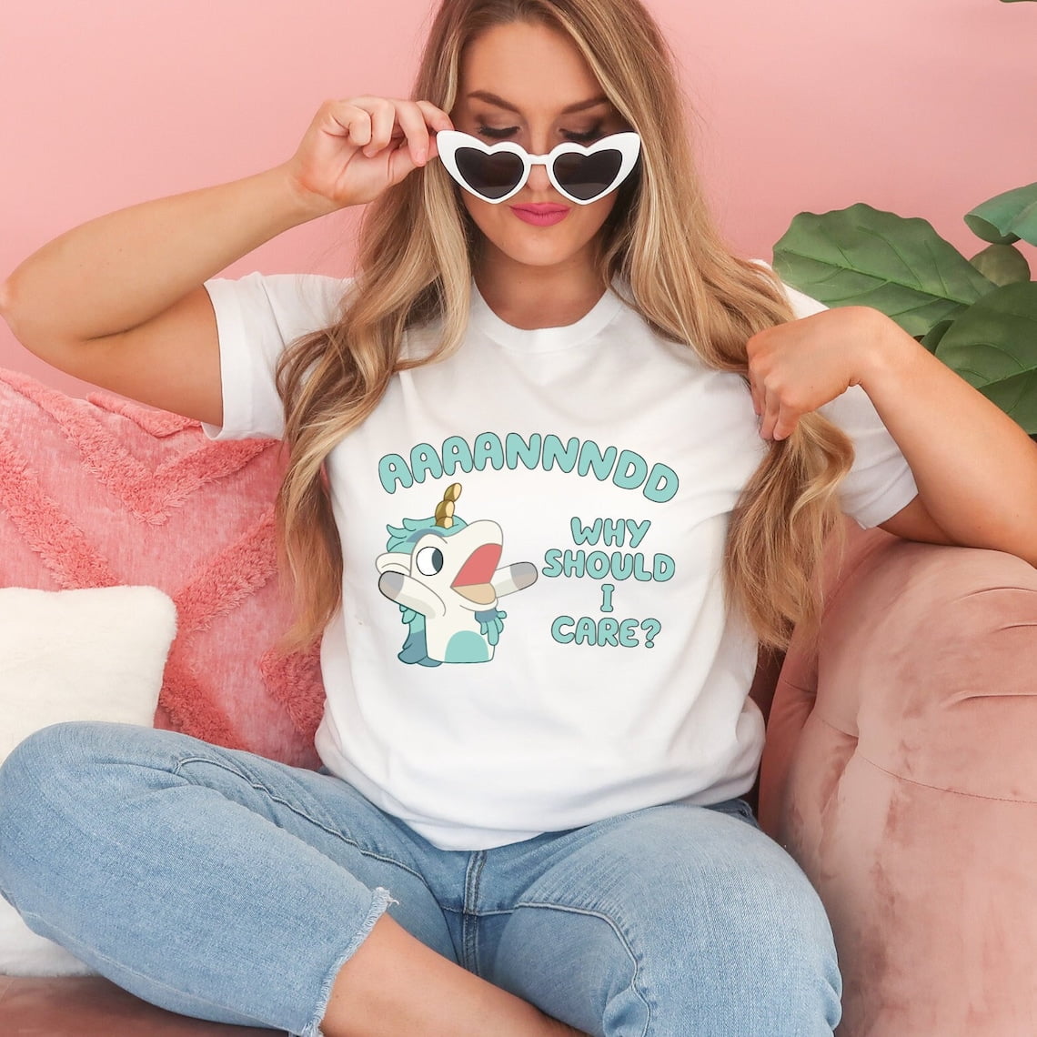 Why Should I Care Bluey T-Shirt, Unicorse Shirt, Bluey Puppet Shirt ...