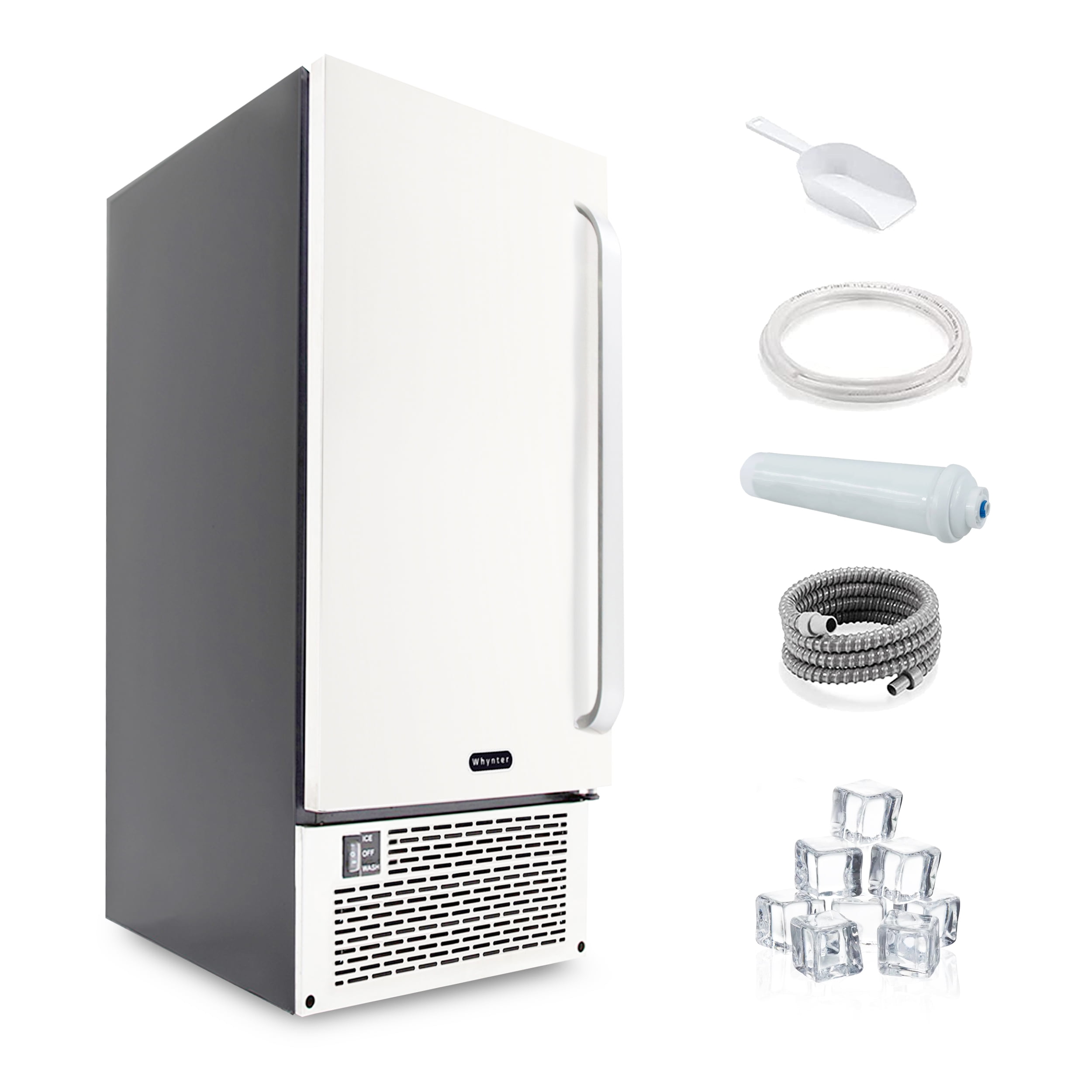 Whynter 15" Built-In Stainless Steel 80lb Capacity Clear Ice Cube Maker ...